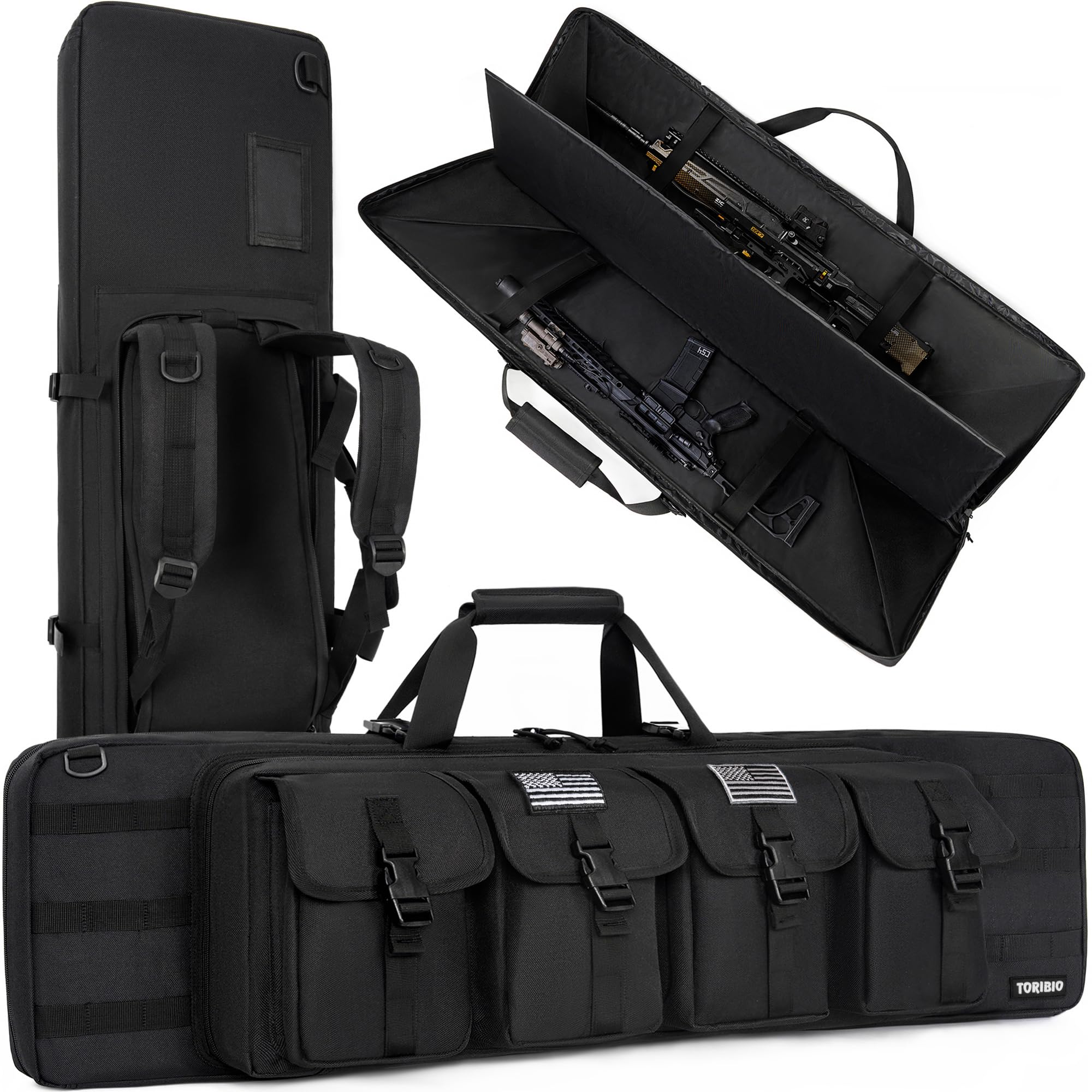 TORIBIO Double Rifle Case Soft Bag Gun Case, 42" Tactical Rifle Pistol ...