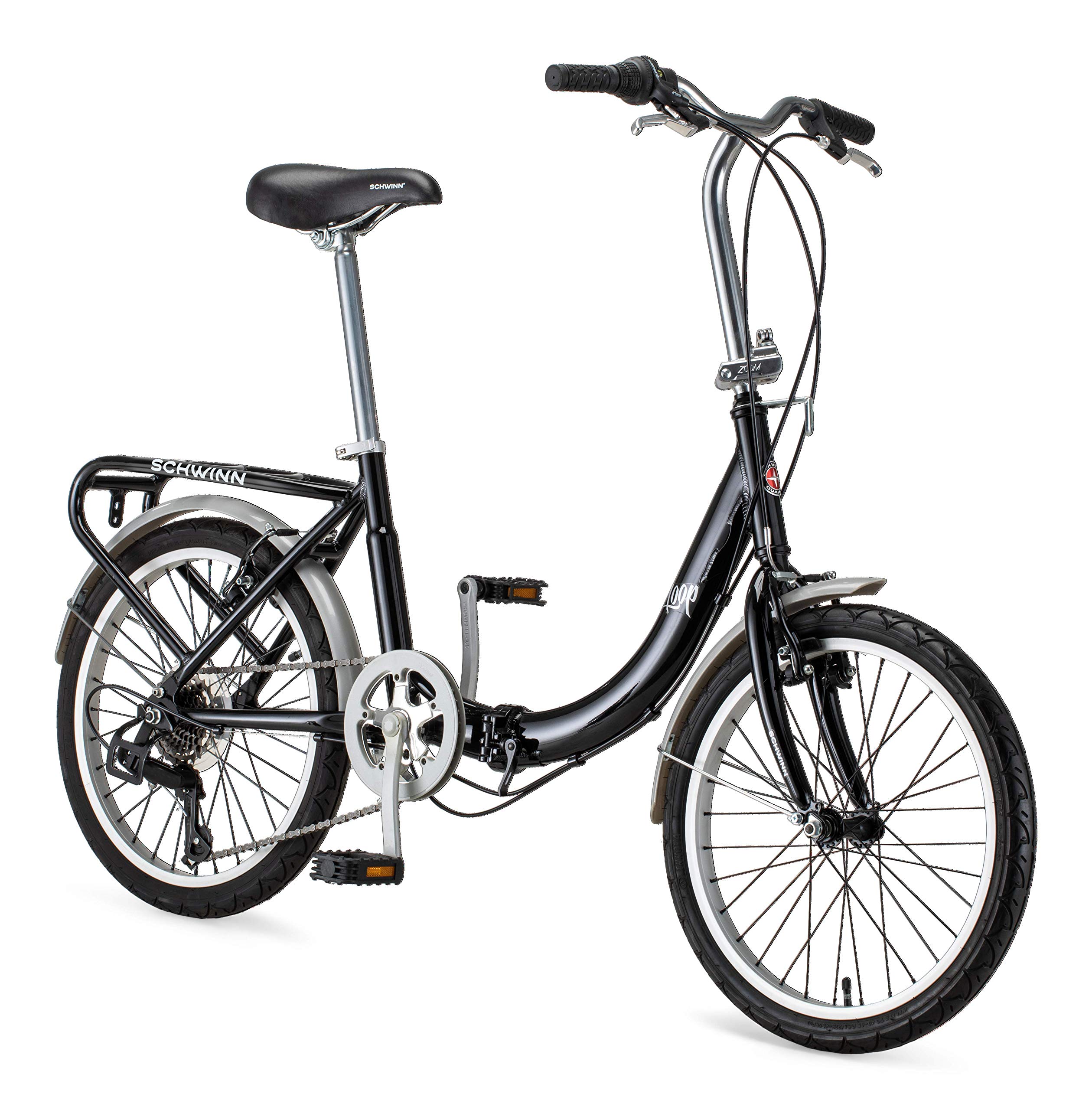 Schwinn Loop Adult Folding Bike 20 inch Wheels 7 Speed Drivetrain