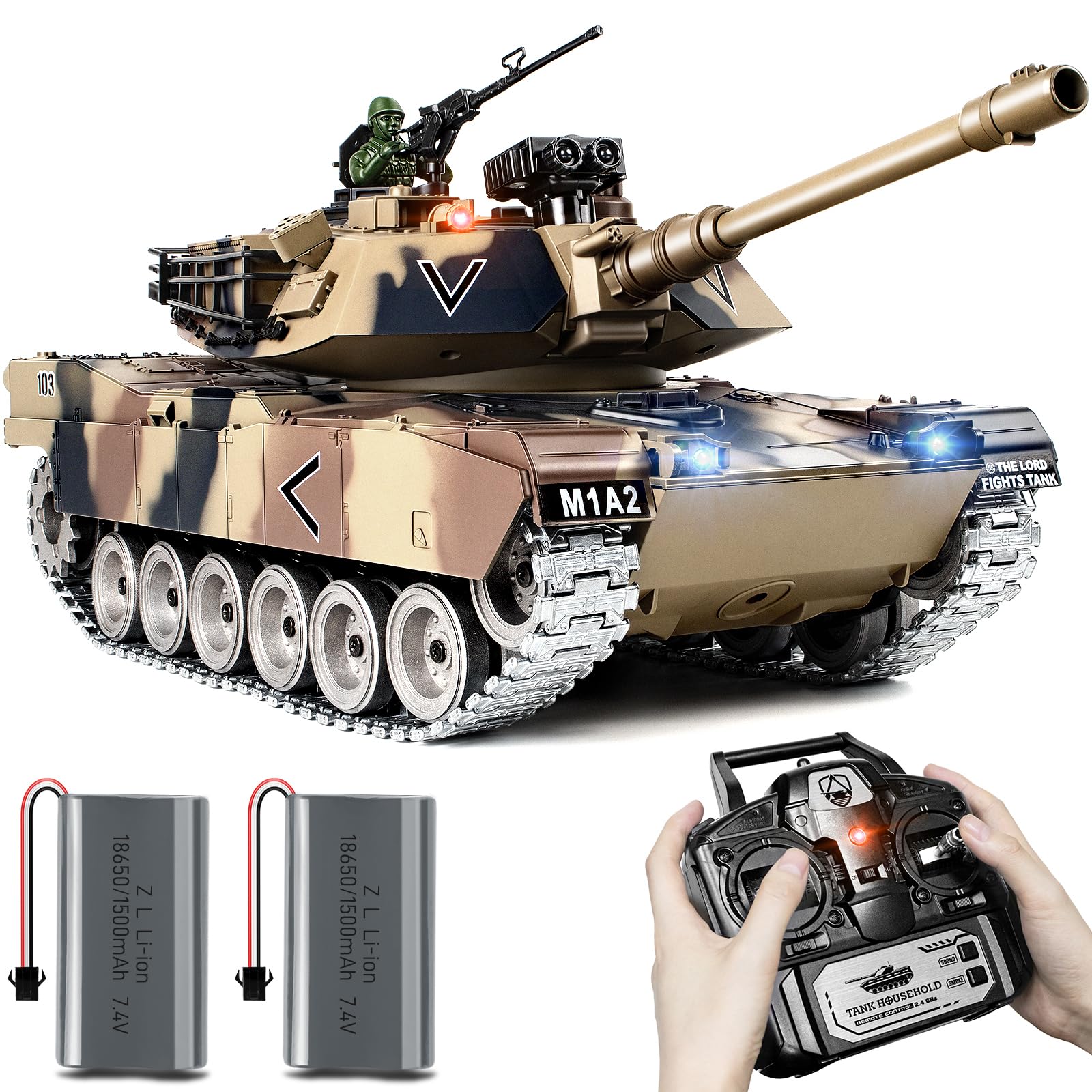 Supdex RC Tank, 1:18 Metal M1A2 Abrams Remote Control Model Toys That ...