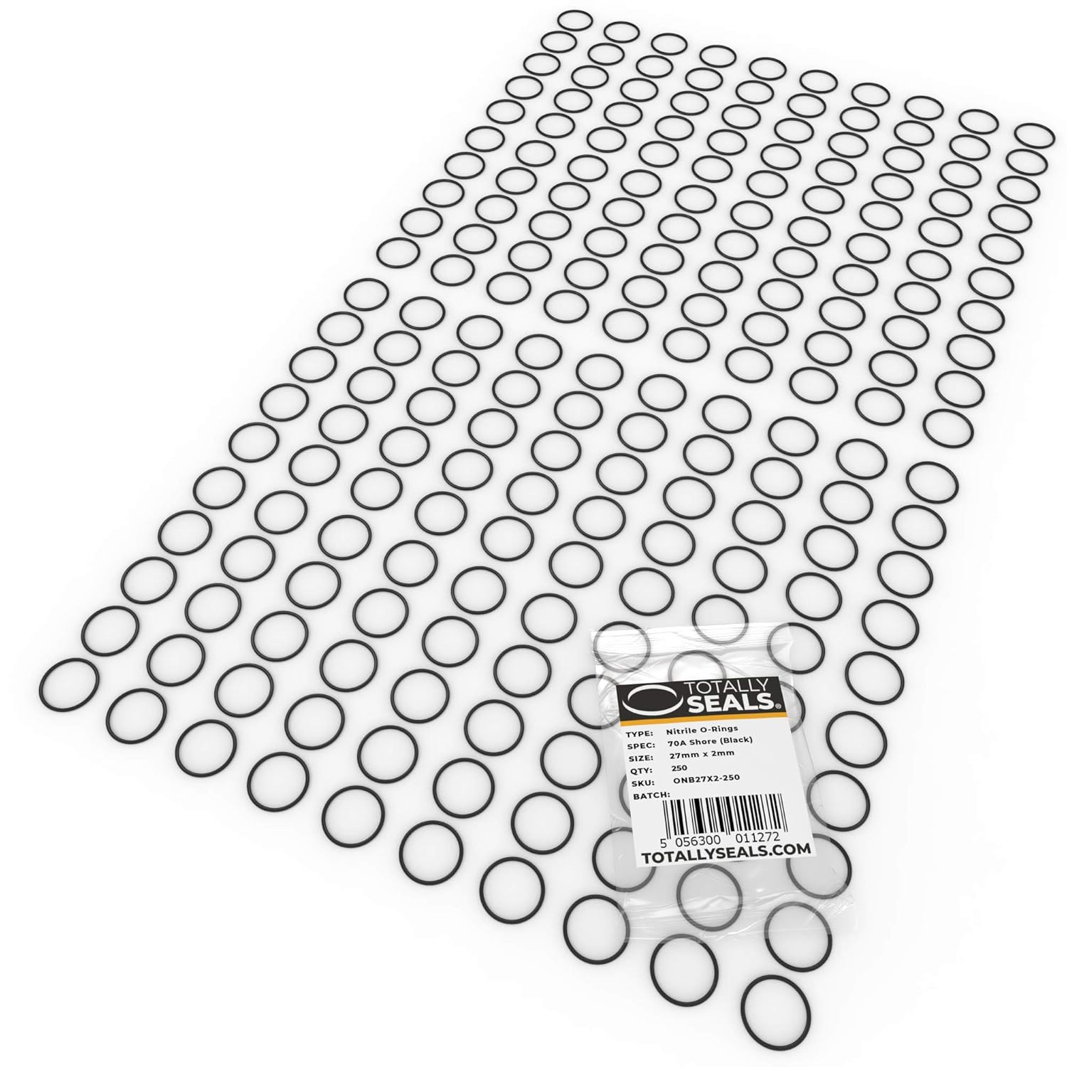 Totally Seals® 27mm x 2mm (31mm OD) Black Nitrile (NBR) Rubber Metric O ...