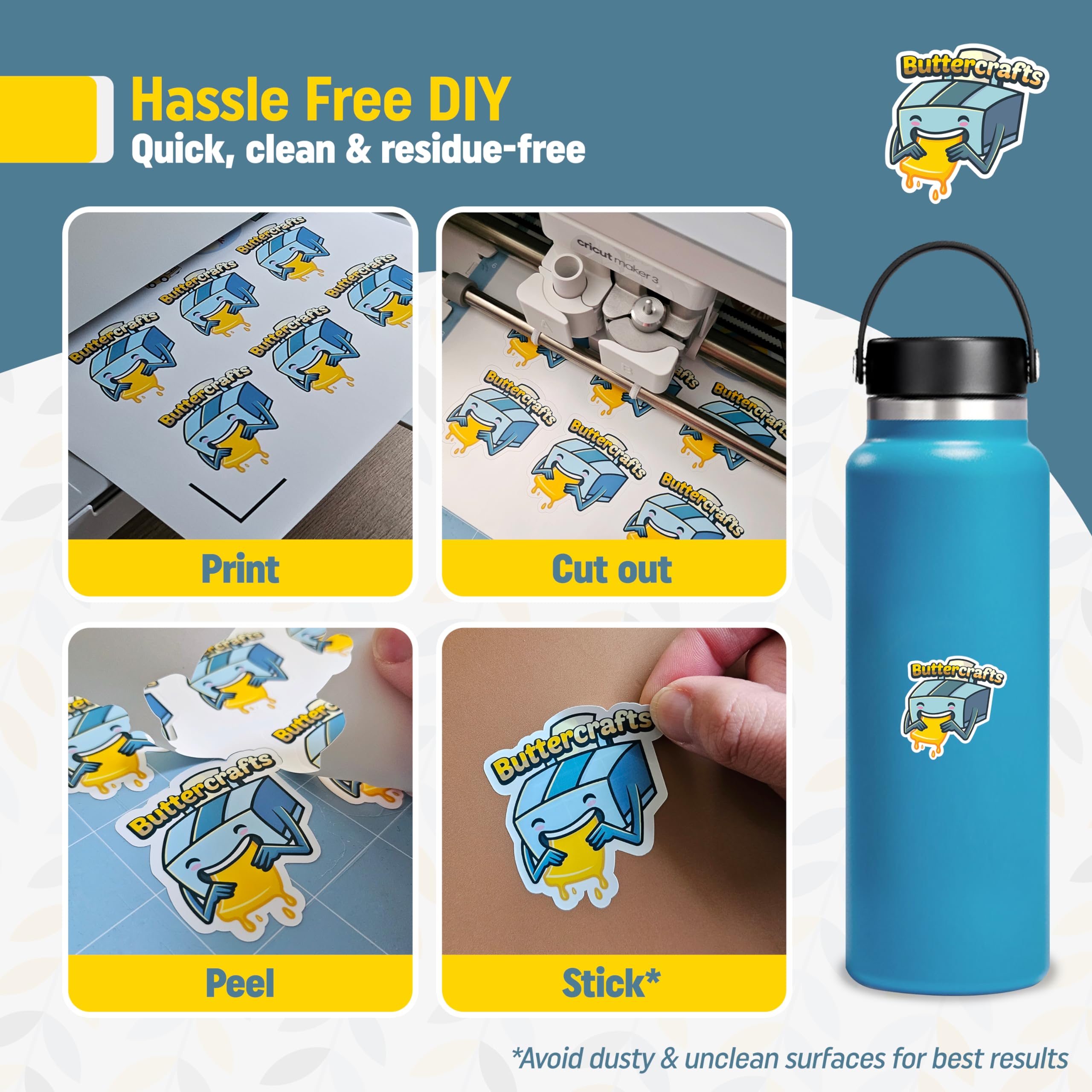 Mua Buttercrafts Glossy Printable Vinyl Sticker Paper Waterproof 25 ...