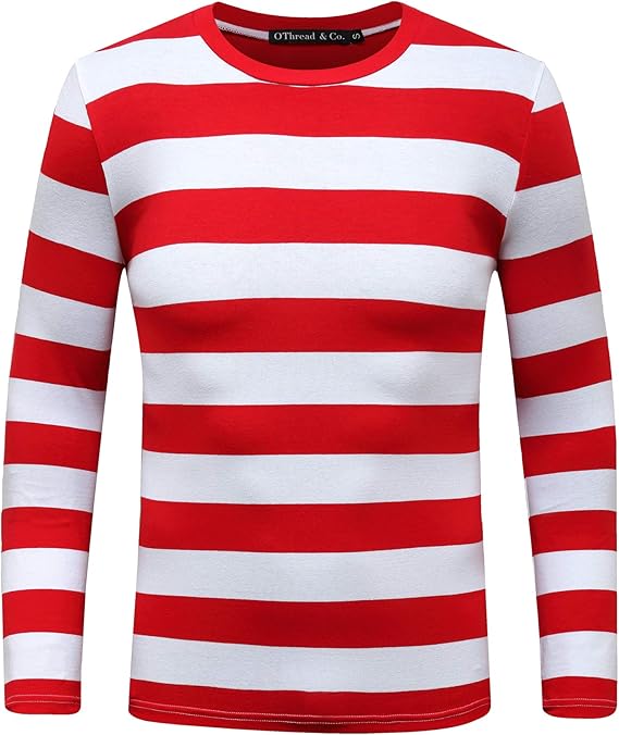 OThread & Co. Playera de Manga Larga a Rayas de algodón básico con ...
