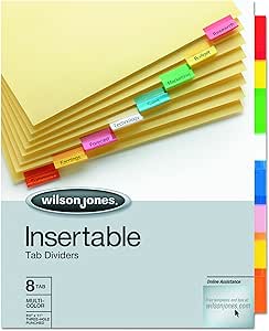 Wilson Jones P6128 Separadores Iris 8 Divisiones Insertables, 8-Tabs ...