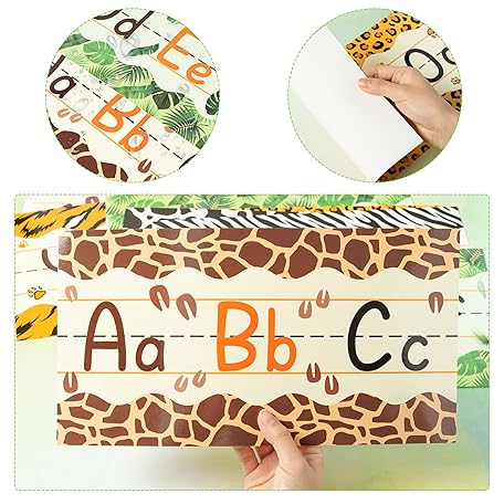 Mua TICIAGA 15PCS Safari Animal Alphabet Line Bulletin Board Set ...