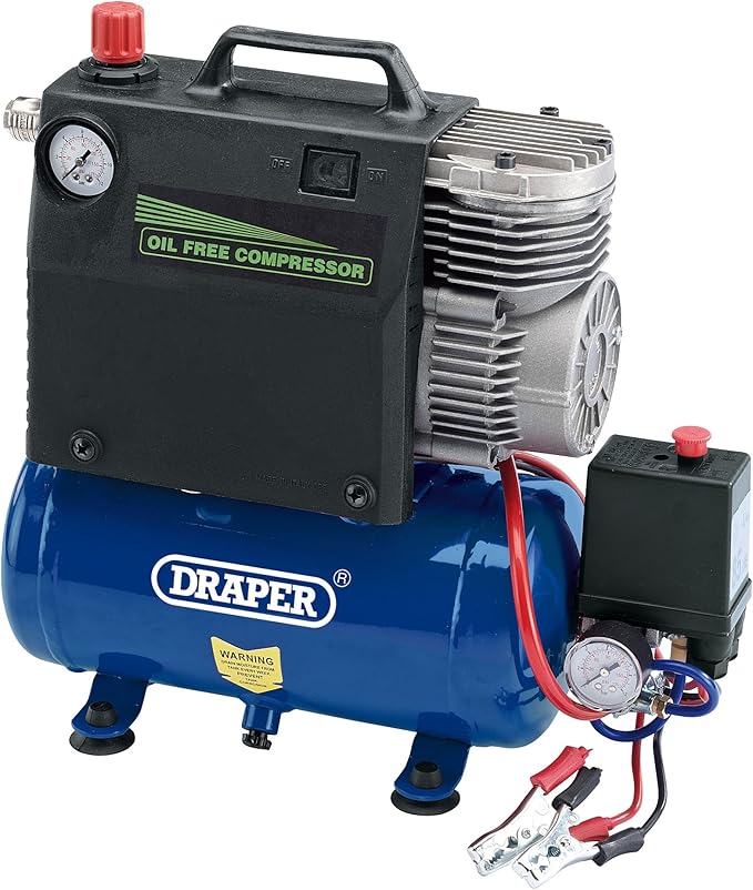 Draper Oil Free Portable Air Compressor with 5 Litre Tank 400w 12v ...