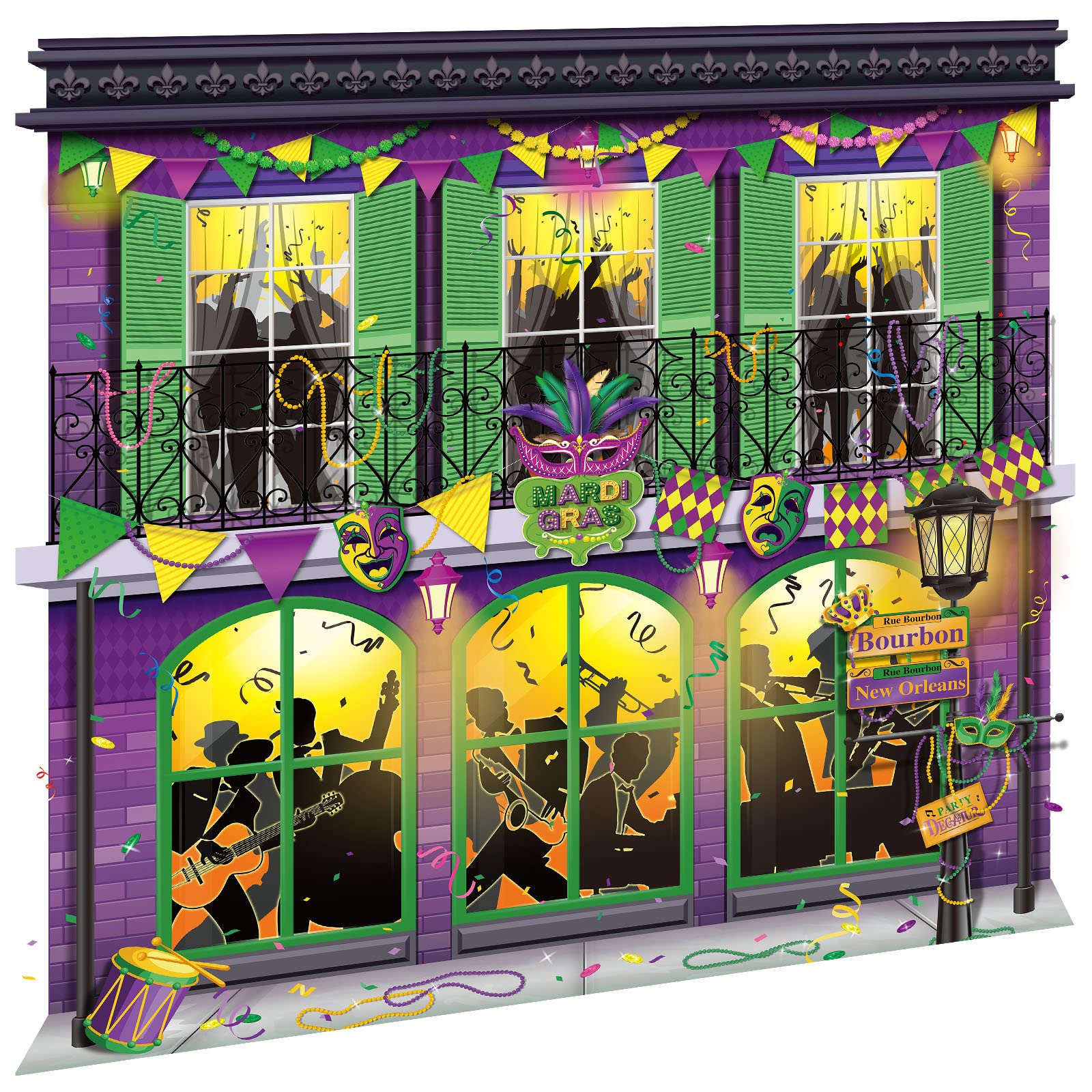 Moukeren Large Mardi Gras Backdrop Party Decorations Masquerade Banner ...
