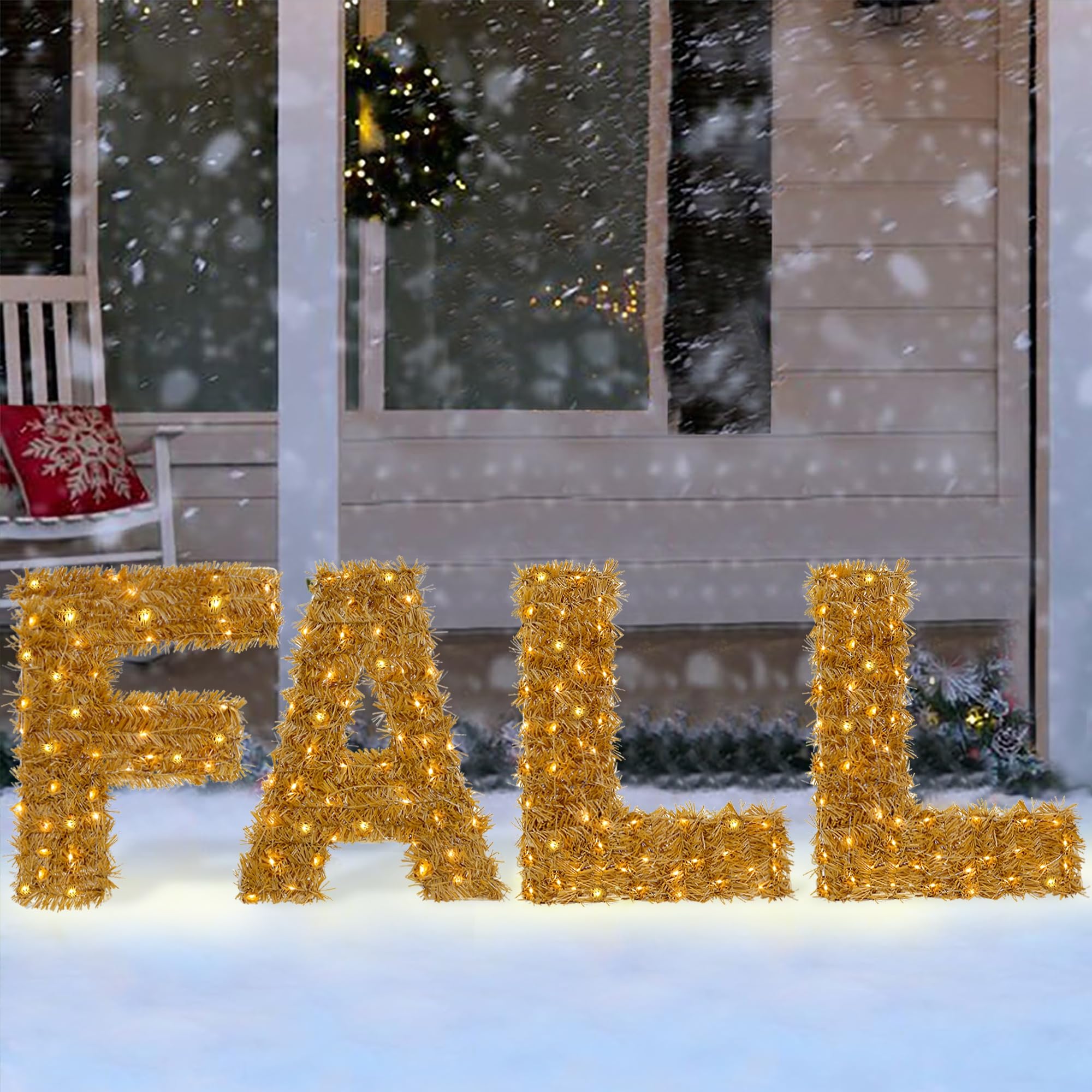 ATDAWN 4 Piece Outdoor Fall Decoration, Lighted Fall Yard Display Set ...