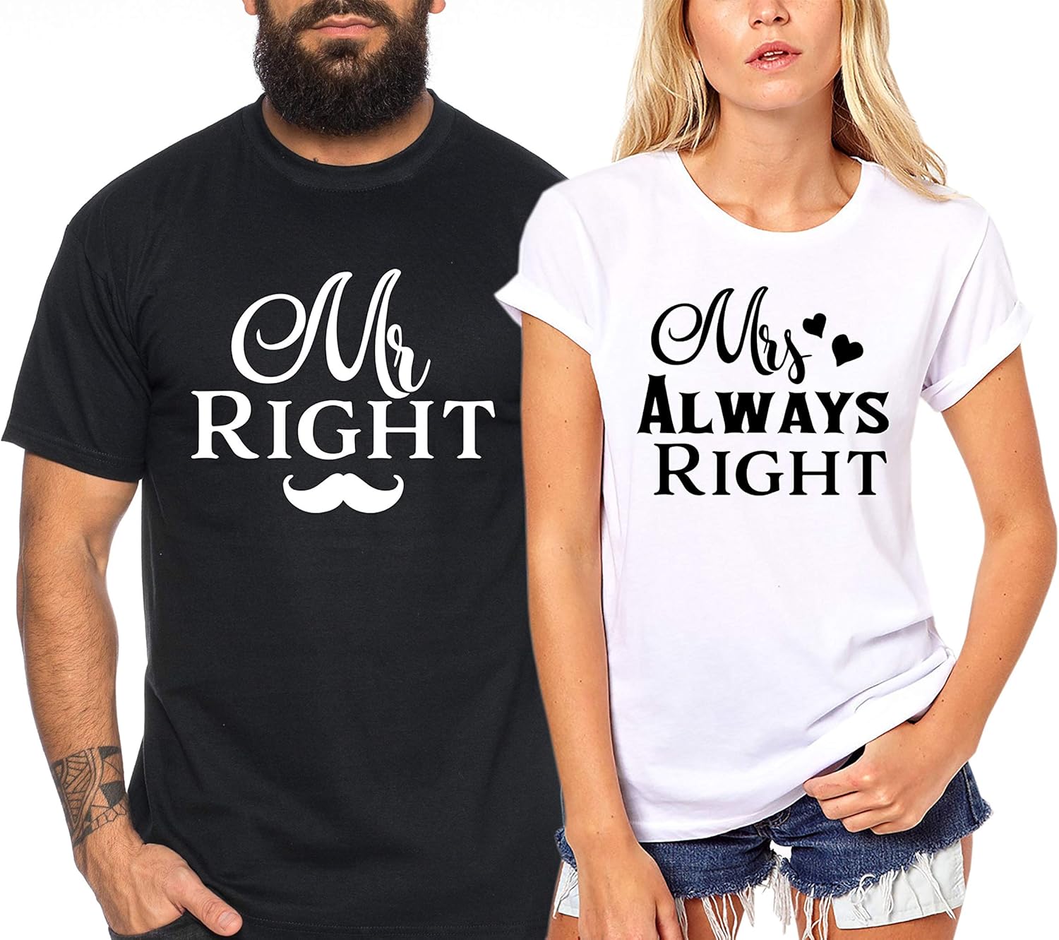 Mr Mrs Right - Partner T-Shirt Ladies and Gentlemen - 2 Pieces - Couple ...