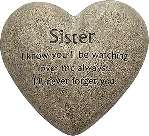 Amazon.com: Wowser Sister Memorial Stone, in Loving Memory Cement Heart ...