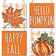 Amazon.com : JarThenaAMCS 4Pcs Fall Wooden Hanging Sign Rustic Autumn ...