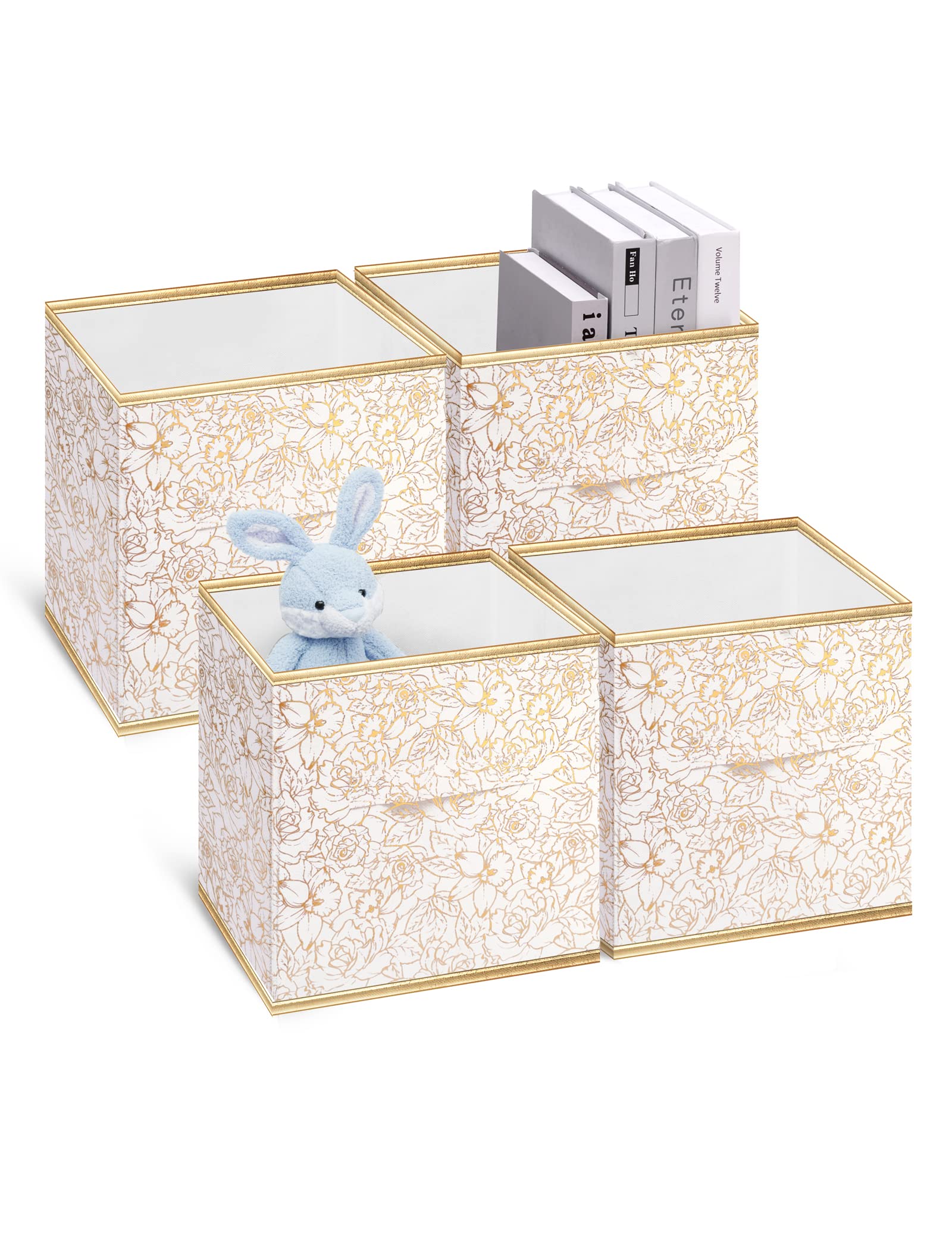 DAMAHOME Collapsible Storage Cube Bins - Fabric Cubby Organizer,Gold ...