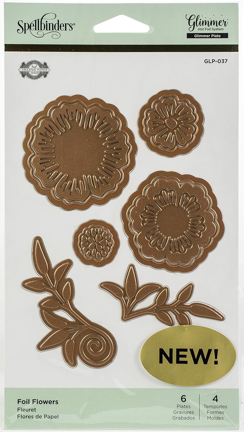 Spellbinders Glimmer Hot Plate-Foil Flowers, Multi, Large: 5.5 x 5.5 cm ...