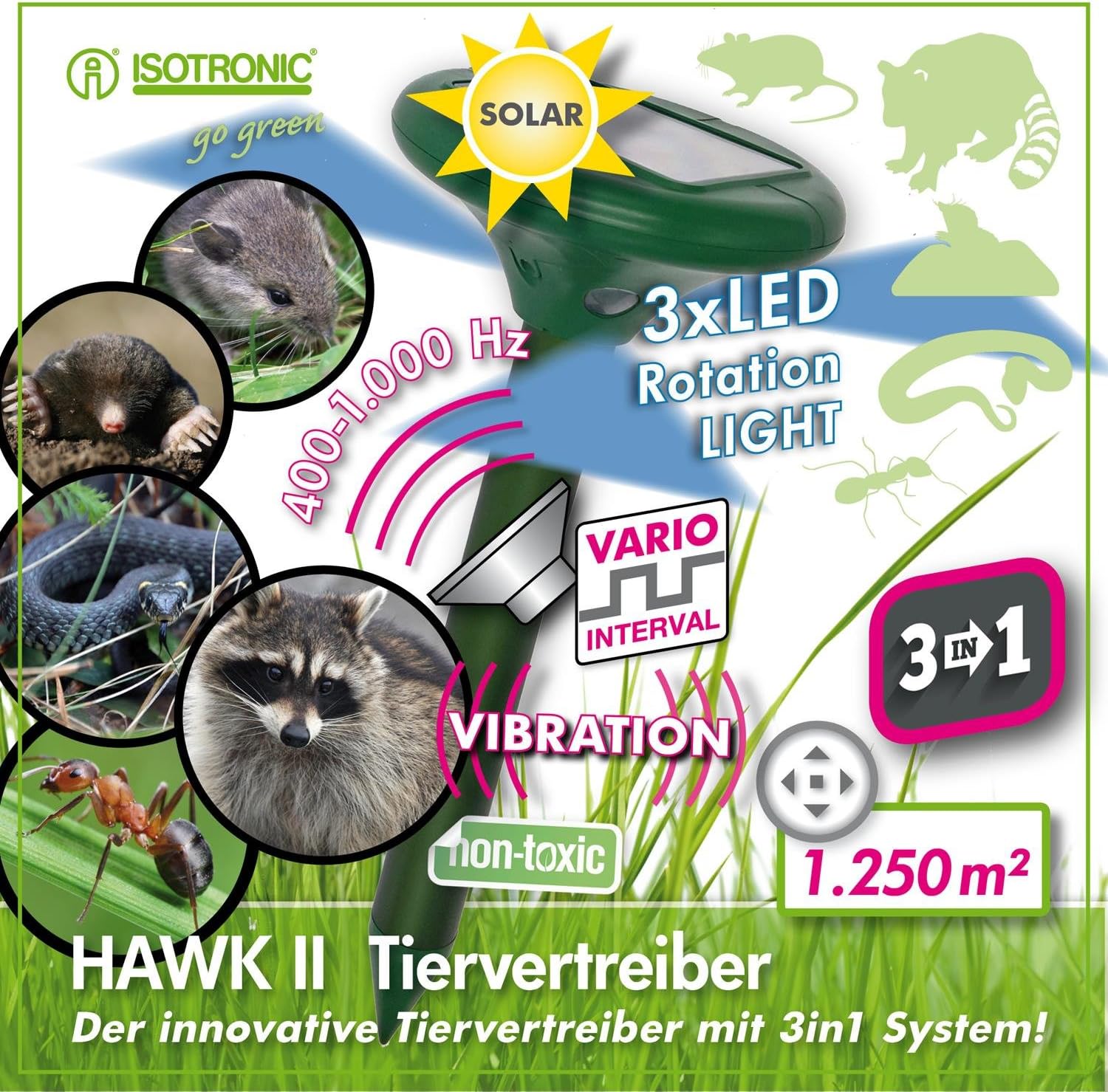 ISOTRONIC® Solar Mole Scarer, Effective Vibrasonic Deterrent against ...