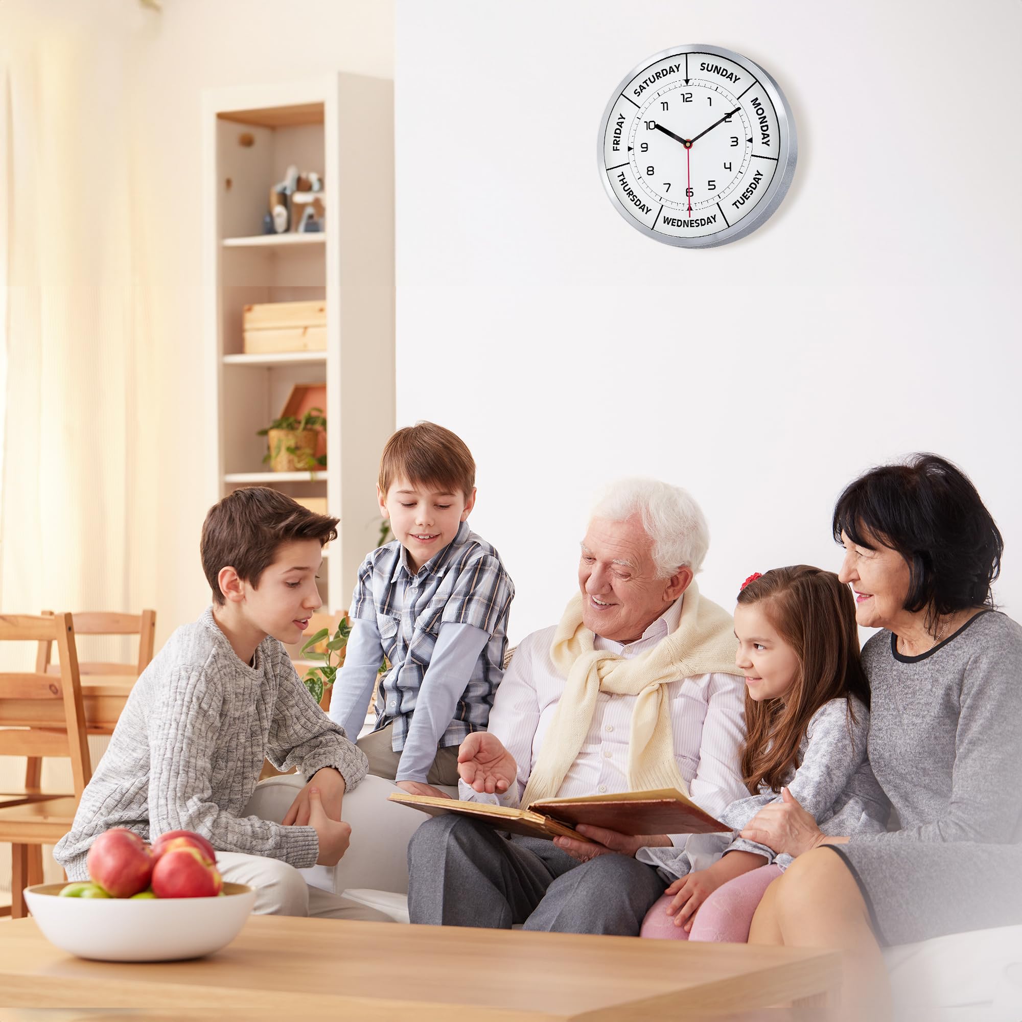 Mua Lafocuse Silent Metal Day Clocks for Seniors, Retirement Clock Day ...