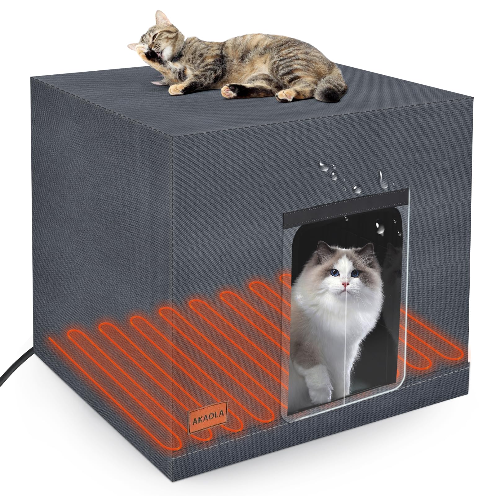 Large Heated Cat House for Outdoor Cats in Winter, Weatherproof ...