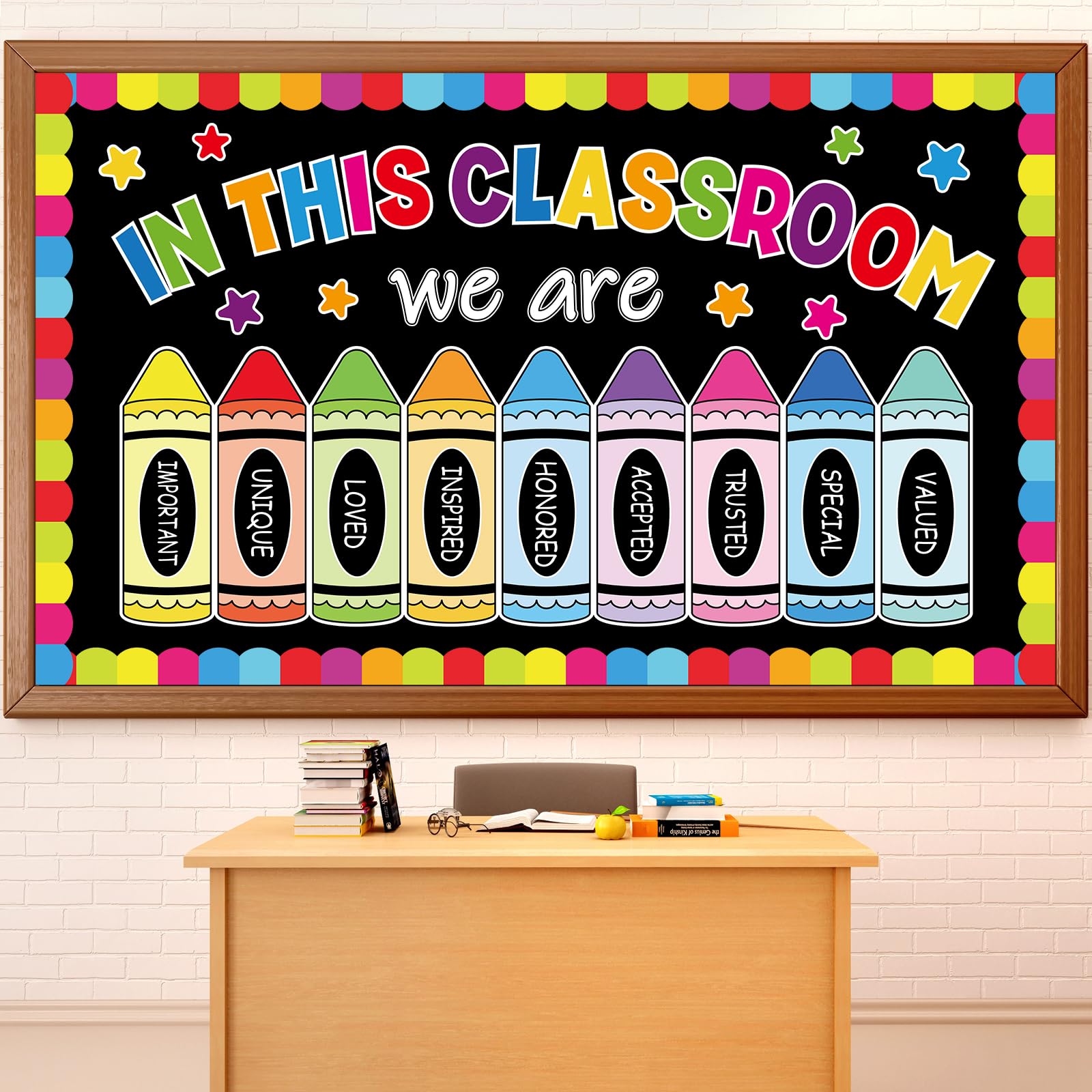 gisgfim Back to School Bulletin Board Decorations Colorful Crayon Paper ...