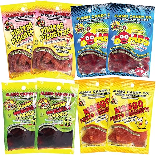 8 Bag Variety Pack of Alamo Mexican Candy - Gummy Bears in Chamoy and ...
