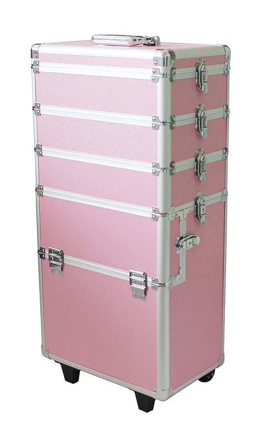 KScase Aluminium Kosmetikkoffer Beautycase Trolley Schminkkoffer (Rosa ...