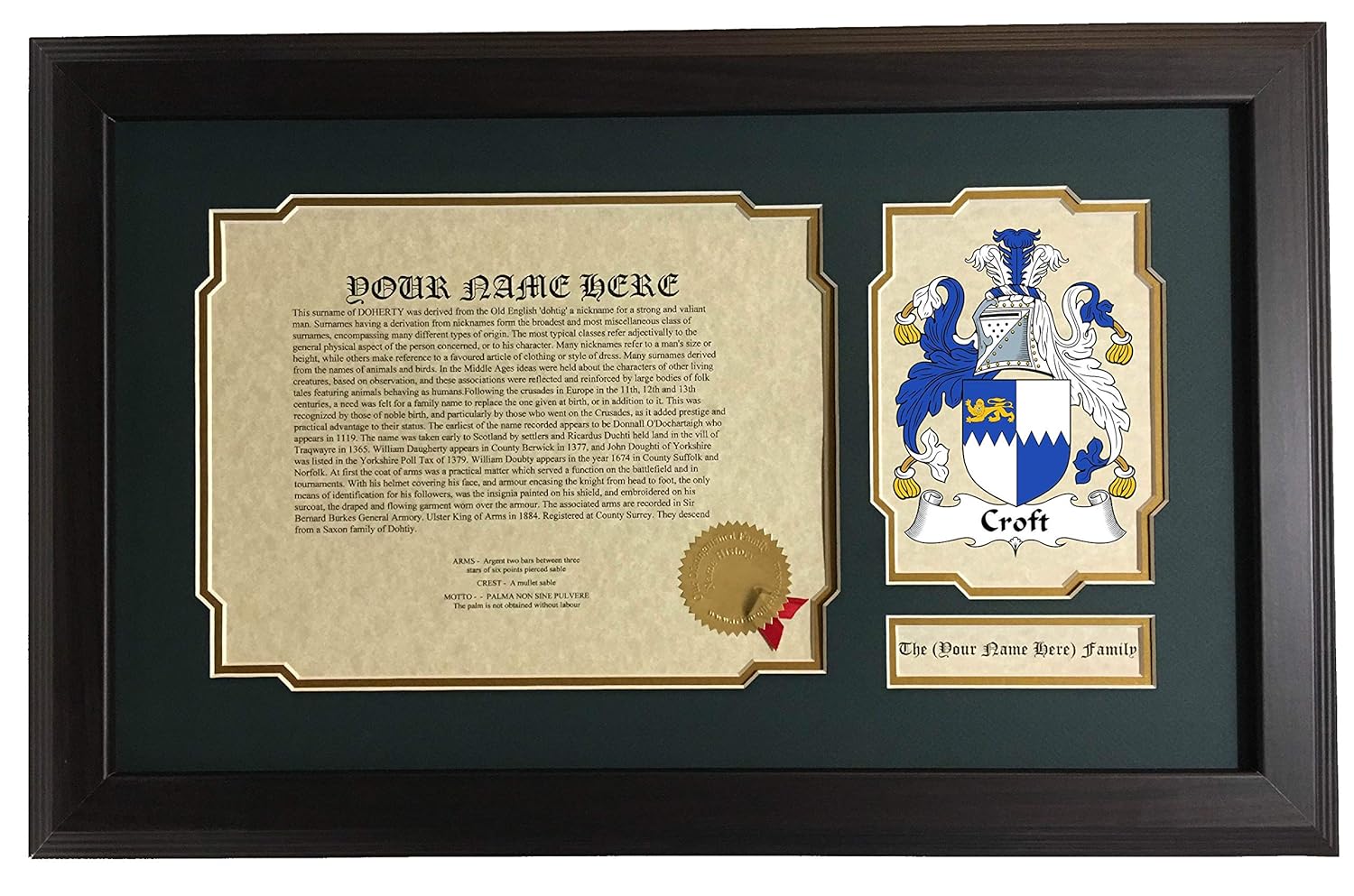 Amazon.com: Croft - Coat of Arms and Last Name History, 14x22 Inches ...