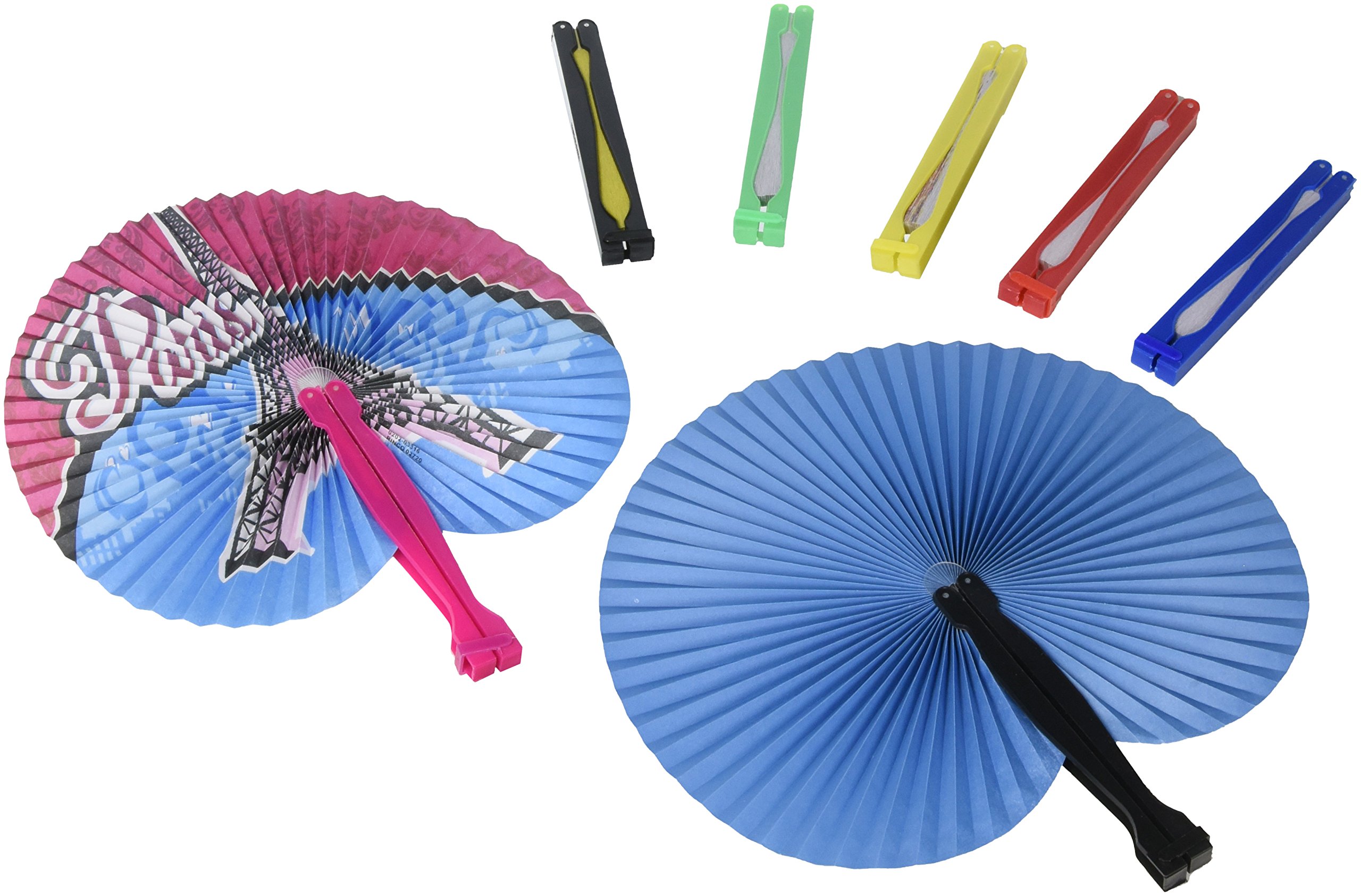 Amazon.com: 24 ~ Solid Color Folding Fans ~ 10.5" ~ Paper with Plastic ...