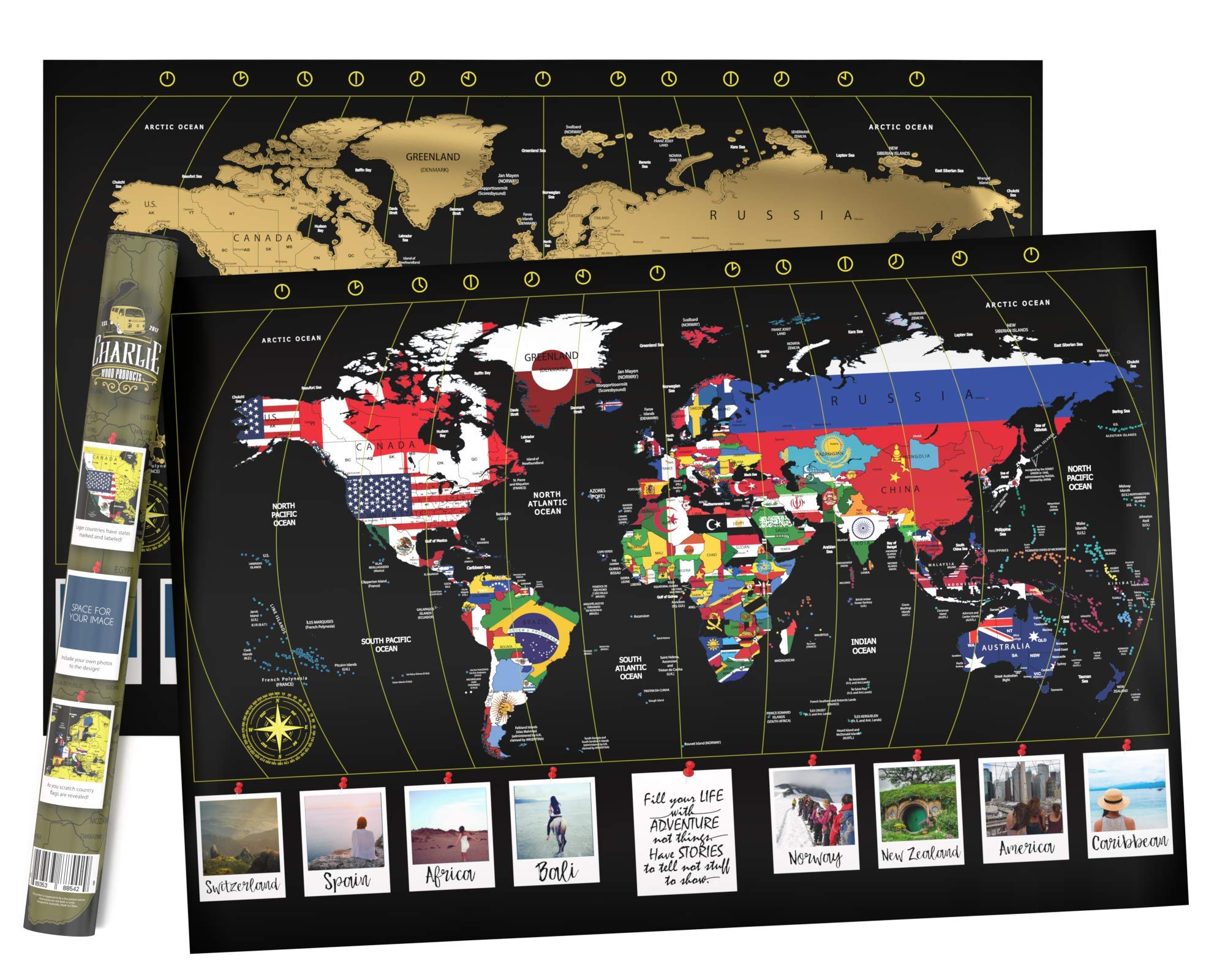 Buy Scratch-Off World Map Travel-Poster, Personalize it with up to 8 ...
