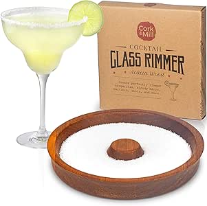 Amazon.com | Cork & Mill Margarita Salt Rimmer, Acacia Wood Glass ...