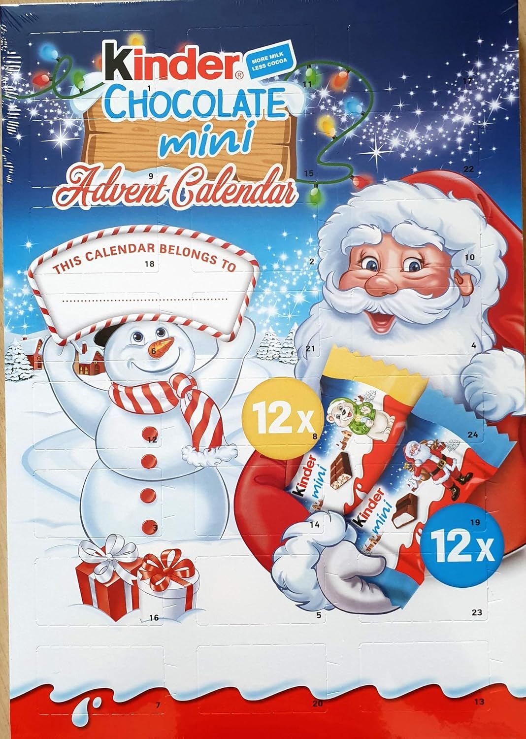 Kinder Chocolate mini Advent Calendar 24 Chocolates behind the door ...
