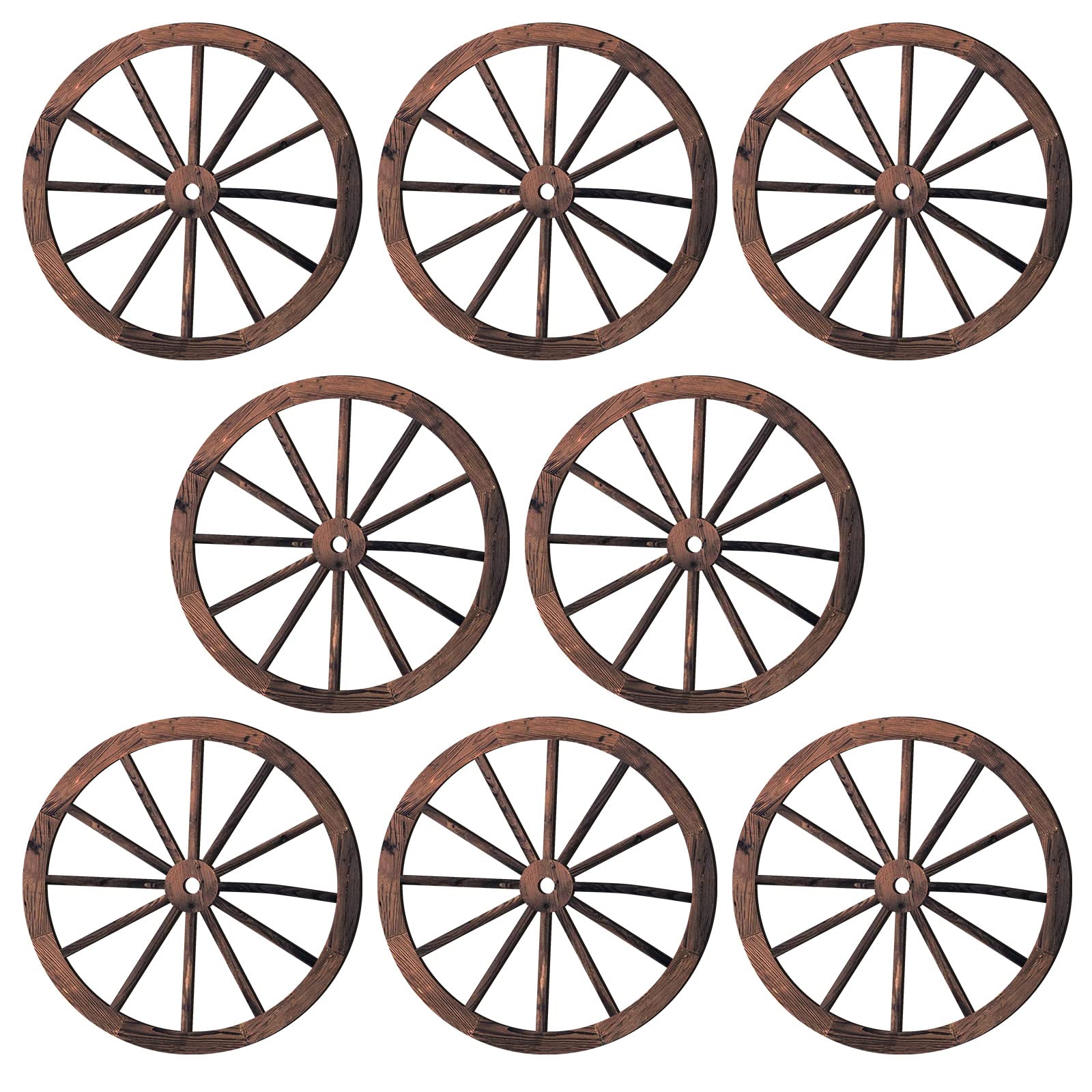 8 Pieces Wooden Wagon Wheel Wall Decor 10 Inches Old Western Art ...