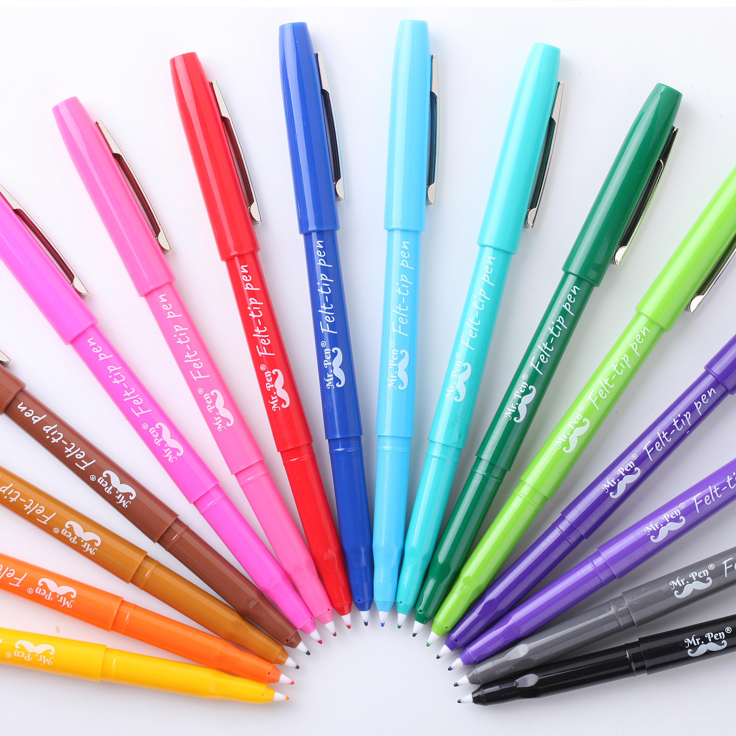 Mr. Pen- Felt Tip Pens, 16 Pack, Assorted Colors, Colored Felt Tip Pens ...