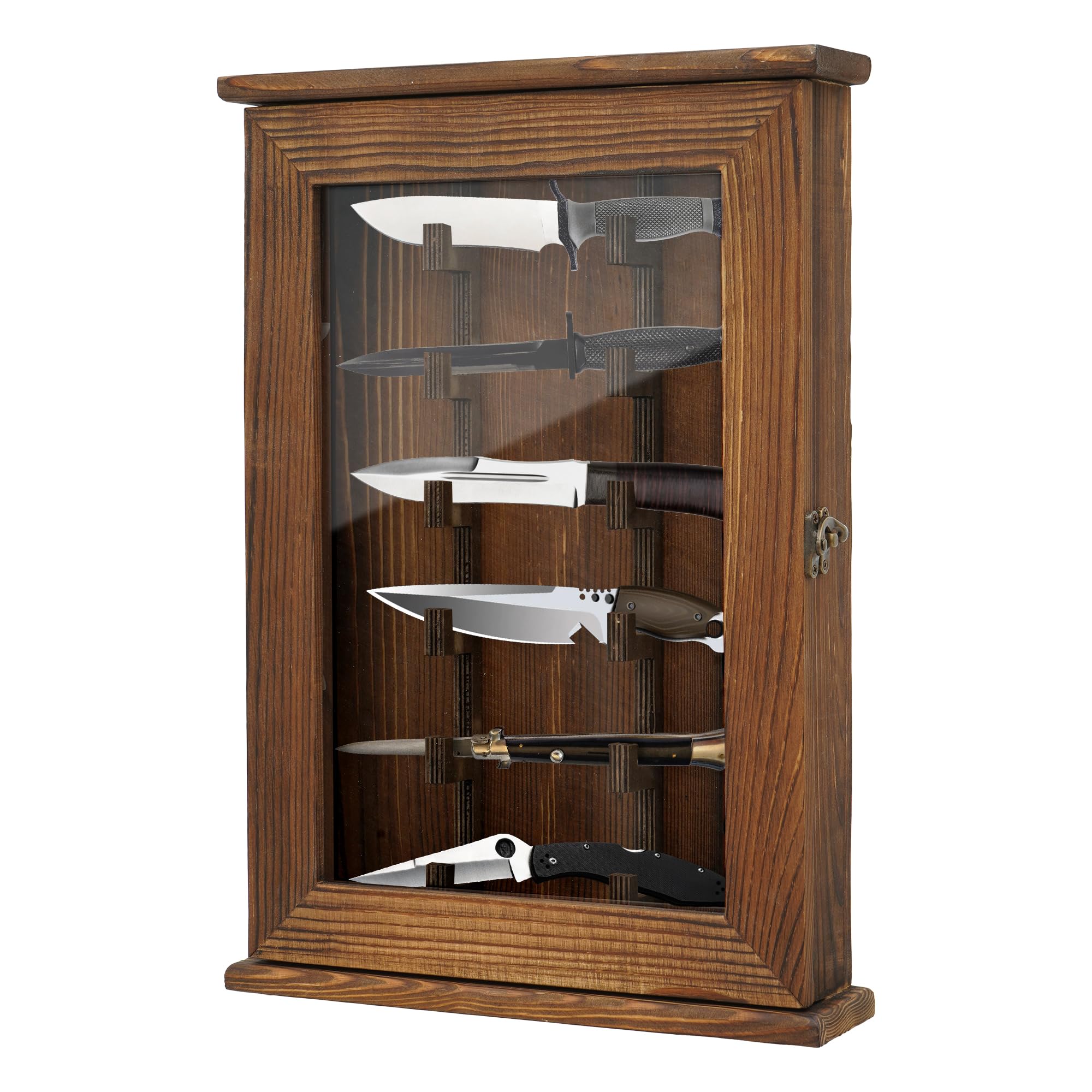 Gtouse Knife Display Case for Wall, Wooden Pocket Knife Collection ...