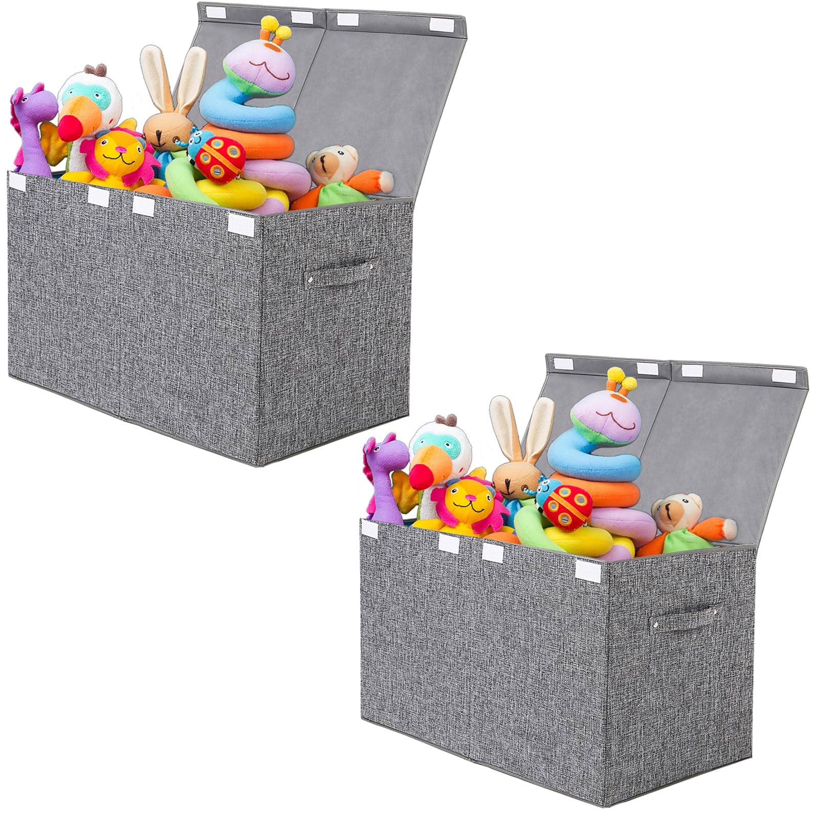popoly 2 Pack Large Toy Box Chest with Lid, Collapsible Sturdy Toy ...
