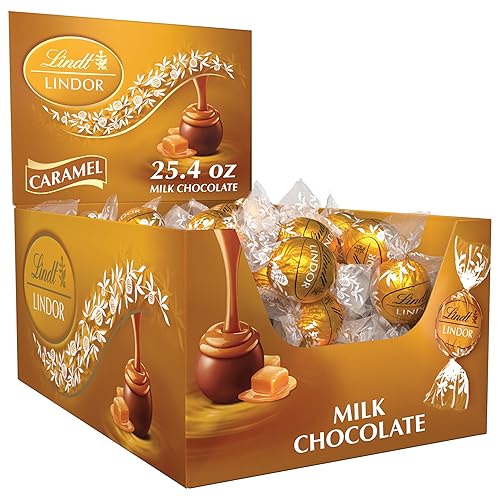 Lindt LINDOR Caramel Milk Chocolate Candy Truffles, Milk Chocolate ...