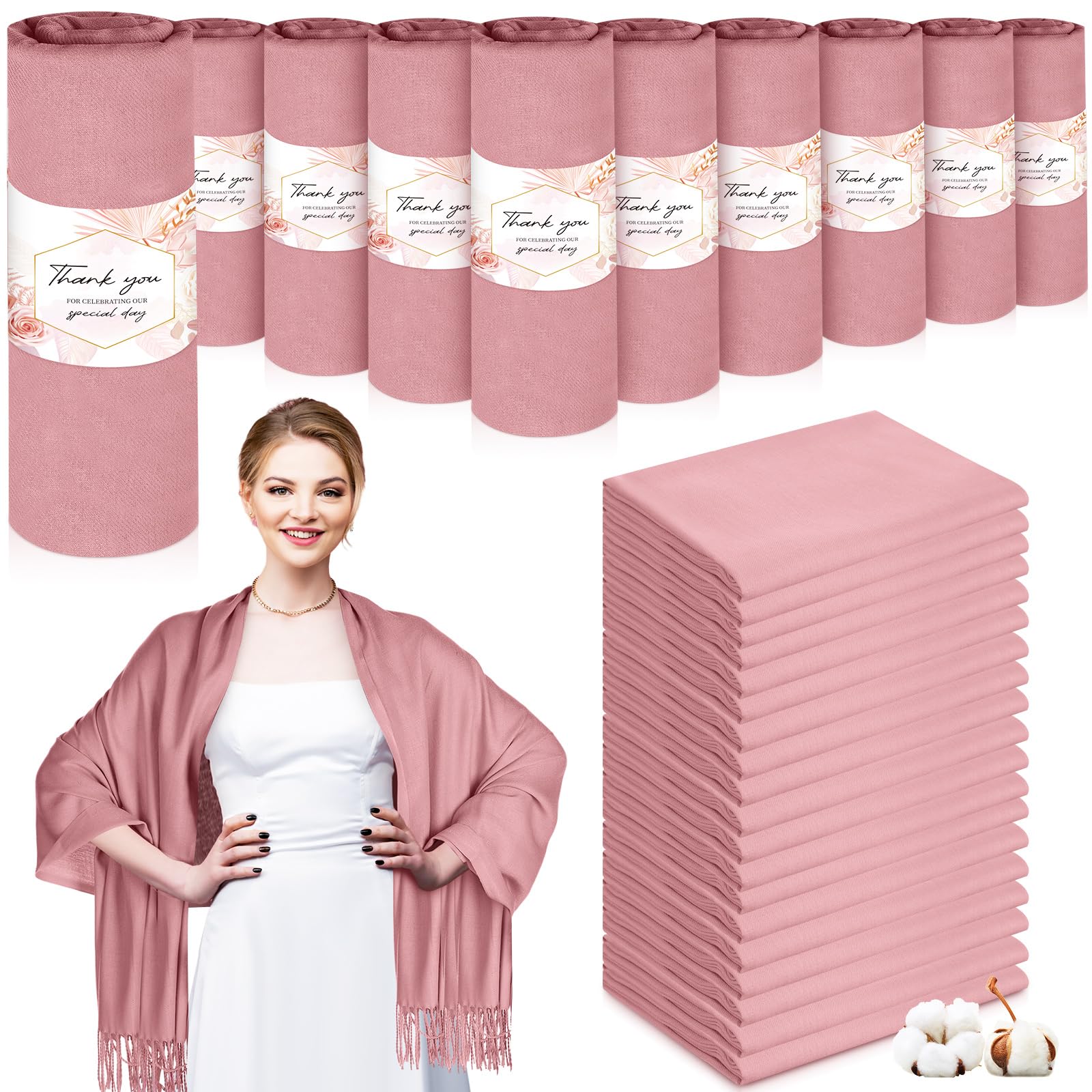 Xtinmee 50 Pack Pashmina Shawl and Wrap Bulk Cashmere Scarf for Guest ...