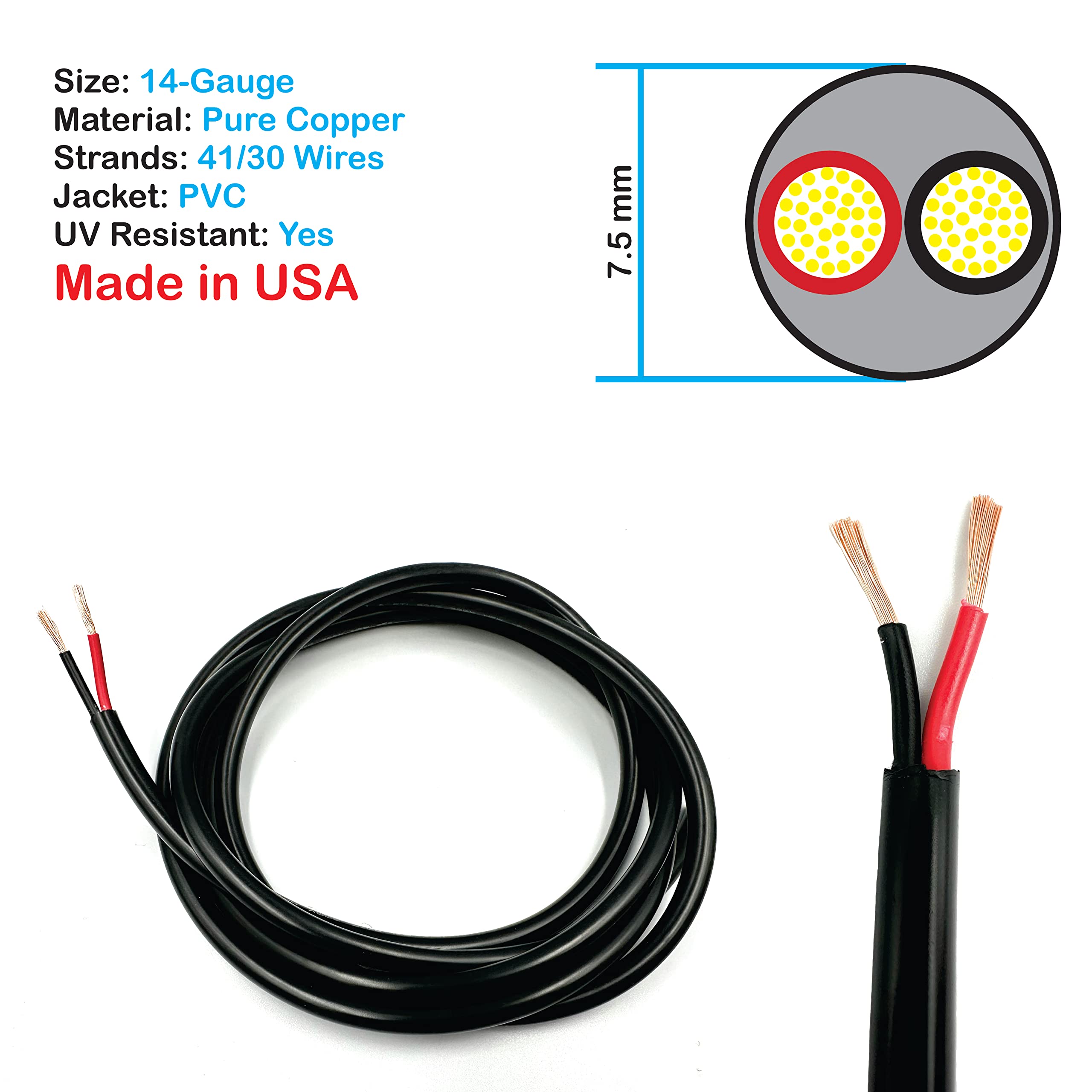 Mua 14 Gauge 2 Conductors Premium Electrical Wire - Made in USA - 14 ...