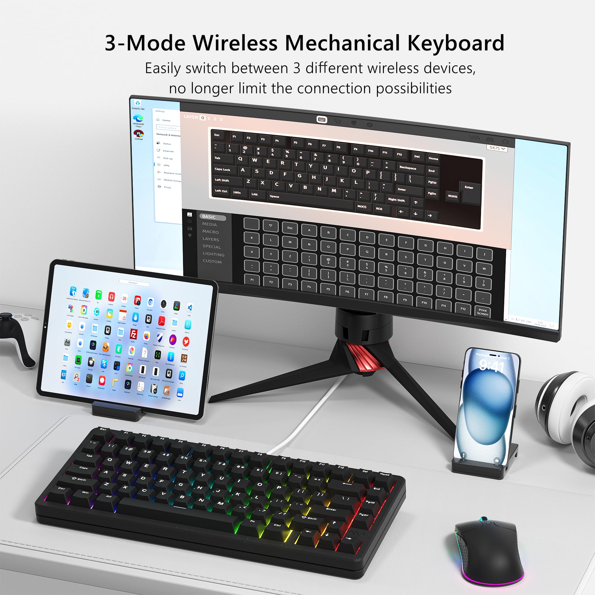 Mua SK75 75% Keyboard with Full Aluminum Wireless Mechanical Gaming ...