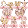 Amazon.com: 9Pcs 60th Birthday Decorations Pink Rose Gold Honeycomb Centerpieces for Women,Happy ...