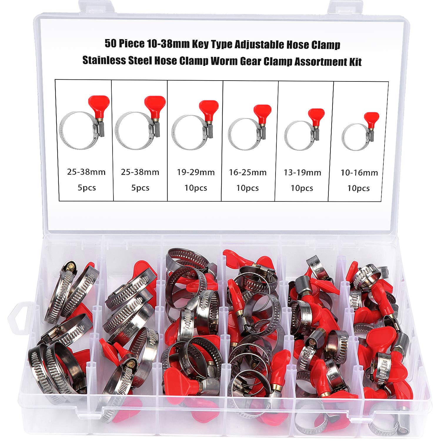 Morsetti HSEAMALL 50 pezzi Tipo chiave Fascetta stringitubo Fascette ...