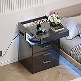 Amazon.com: HOMMPA LED Nightstand with Wireless Charging Station ...
