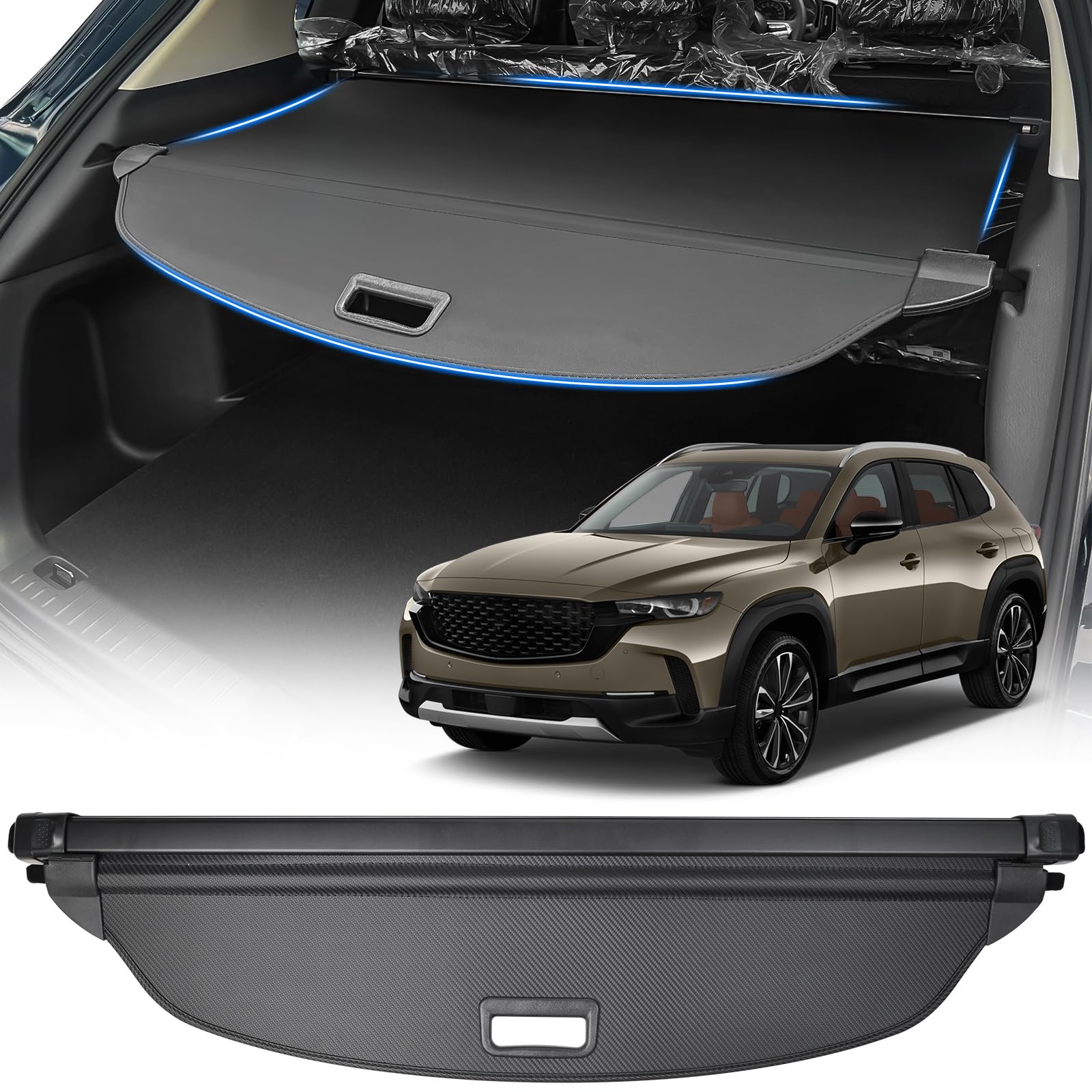 AUXKO Retractable Cargo Cover for Mazda CX-50 2023-2025, Trunk Cargo Luggage Security Shade ...