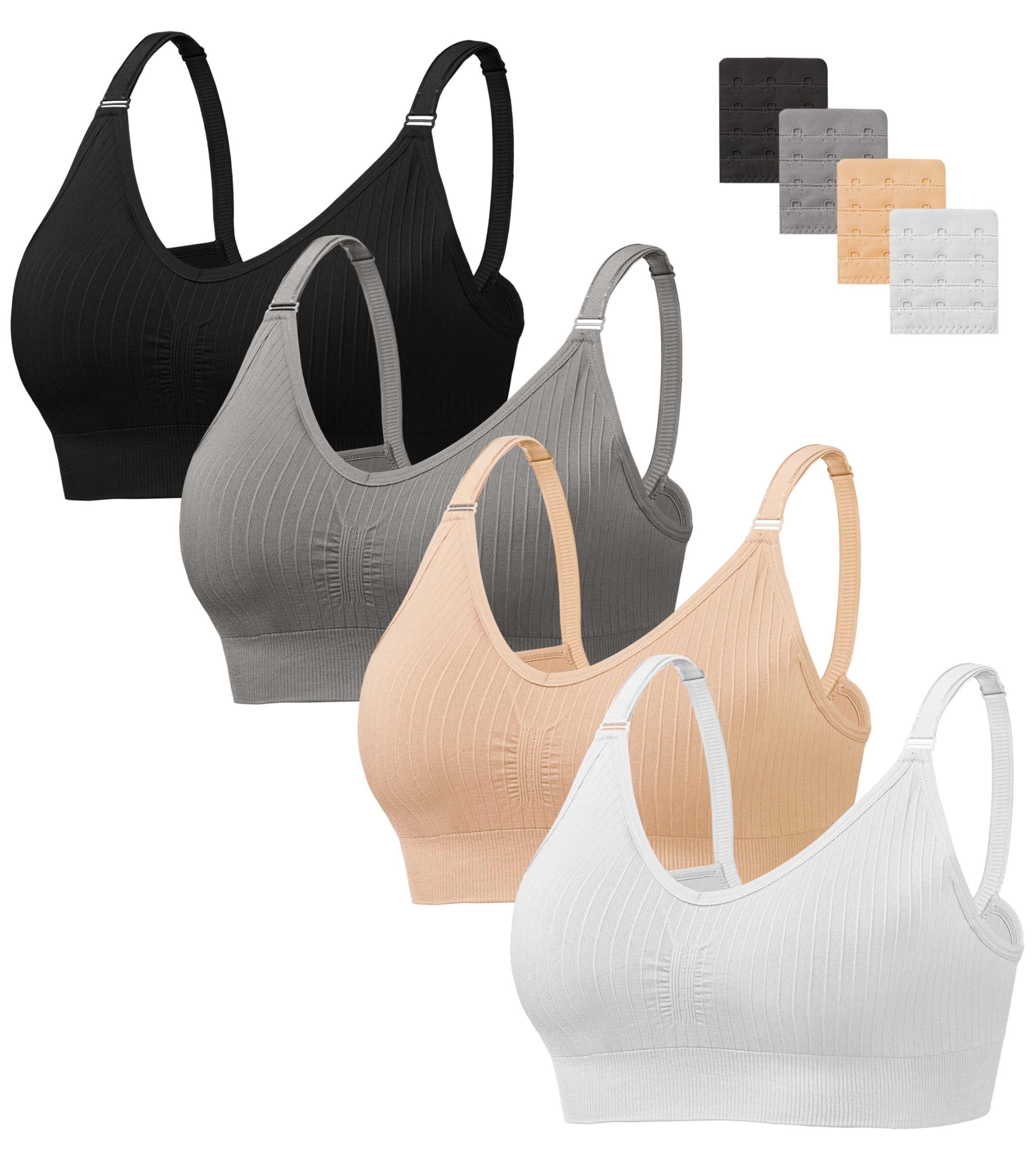 joycloth 4 Pcs Cami Bras, V-Neck Padded Bra for Women Everyday Basic ...