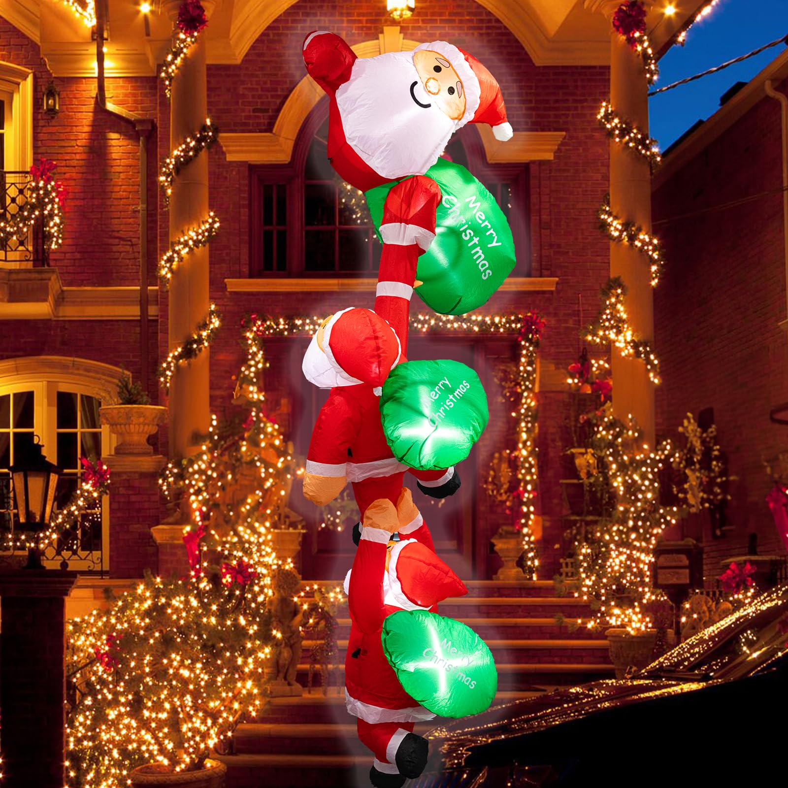 8FT Climbing Santa Inflatable Santa Claus Outdoor Decorations ...