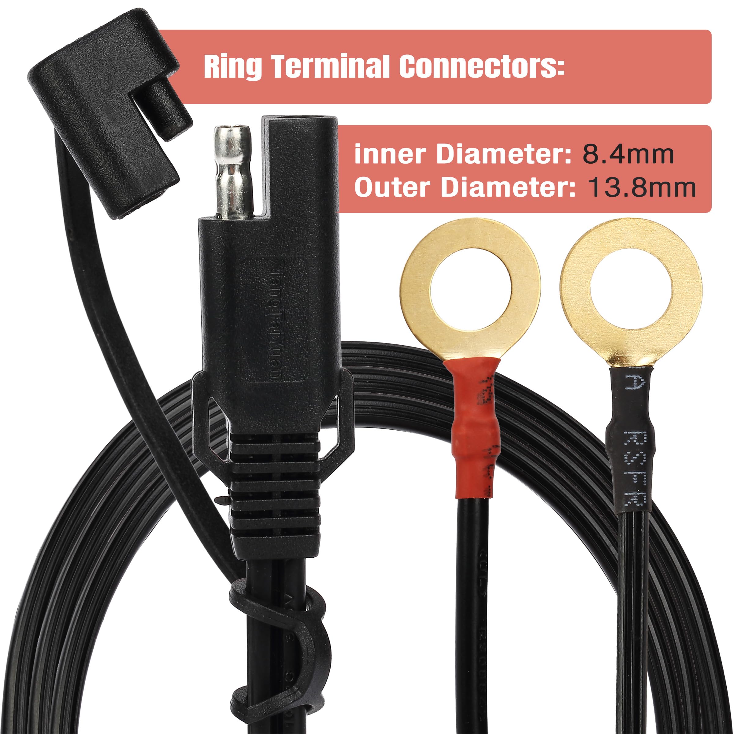 Mua Bates- SAE Battery Connector, 2 Pack, 2 FT, SAE to O Ring Terminal ...