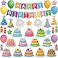 Amazon.com: 48Pcs Happy Birthday Bulletin Board Set, Colorful Balloons ...