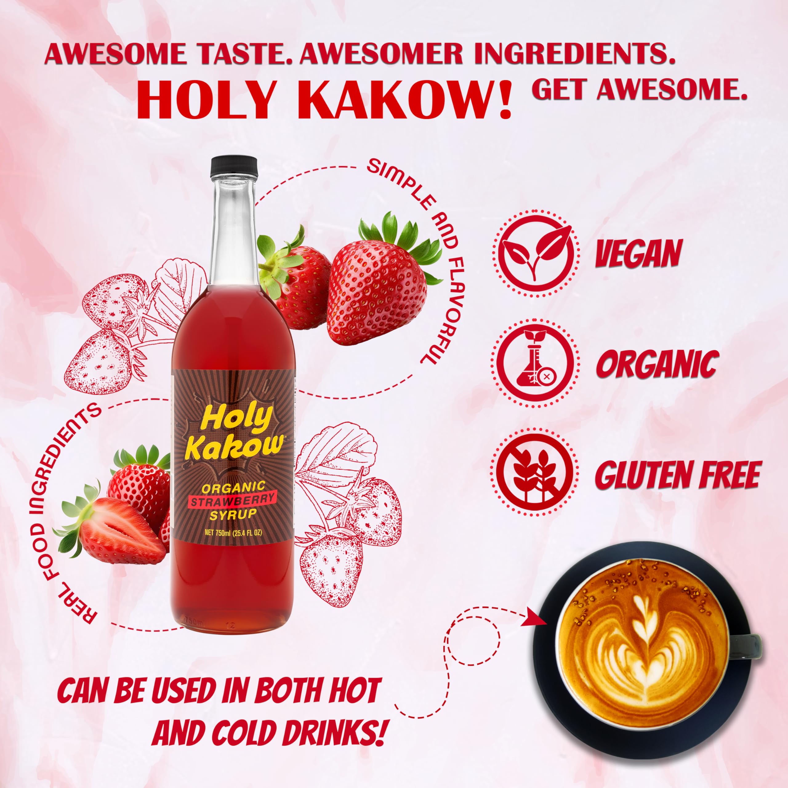 Mua Holy Kakow Organic Strawberry Syrup - Strawberry Syrup for Drinks ...