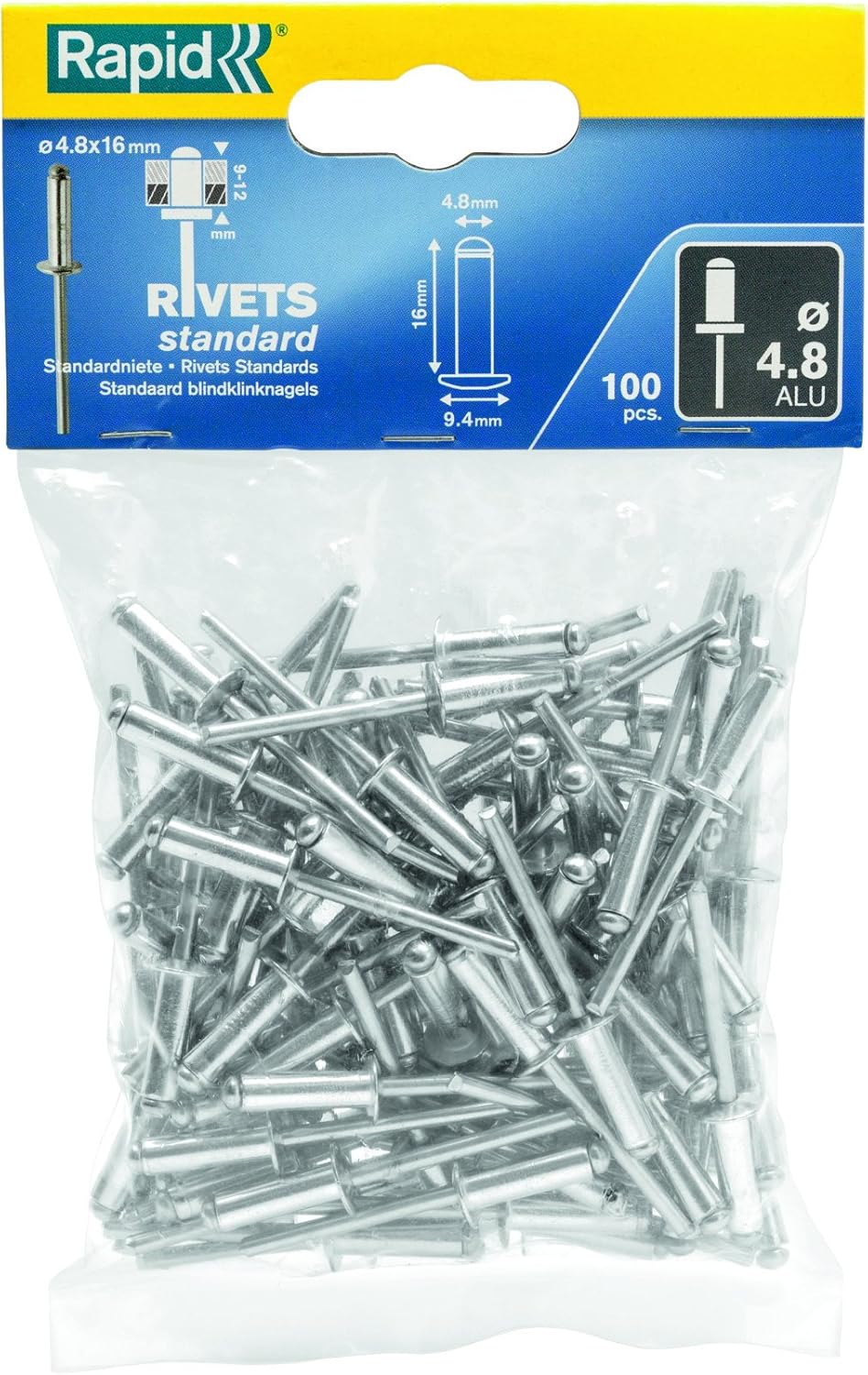 Amazon.com: Standard Aluminium Rivets 4.8 x 16mm (Bag of 100): Home ...