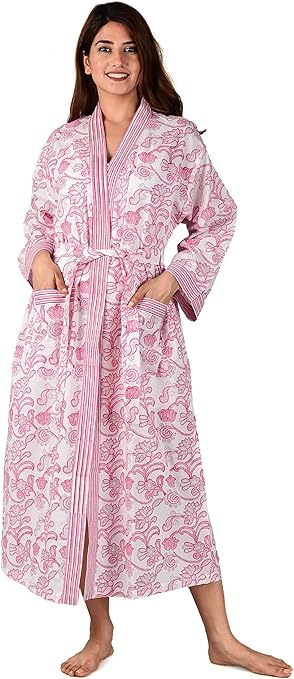Laxhofur Women's Lightweight Cotton Kimono Robe, Travelling Bathrobes ...