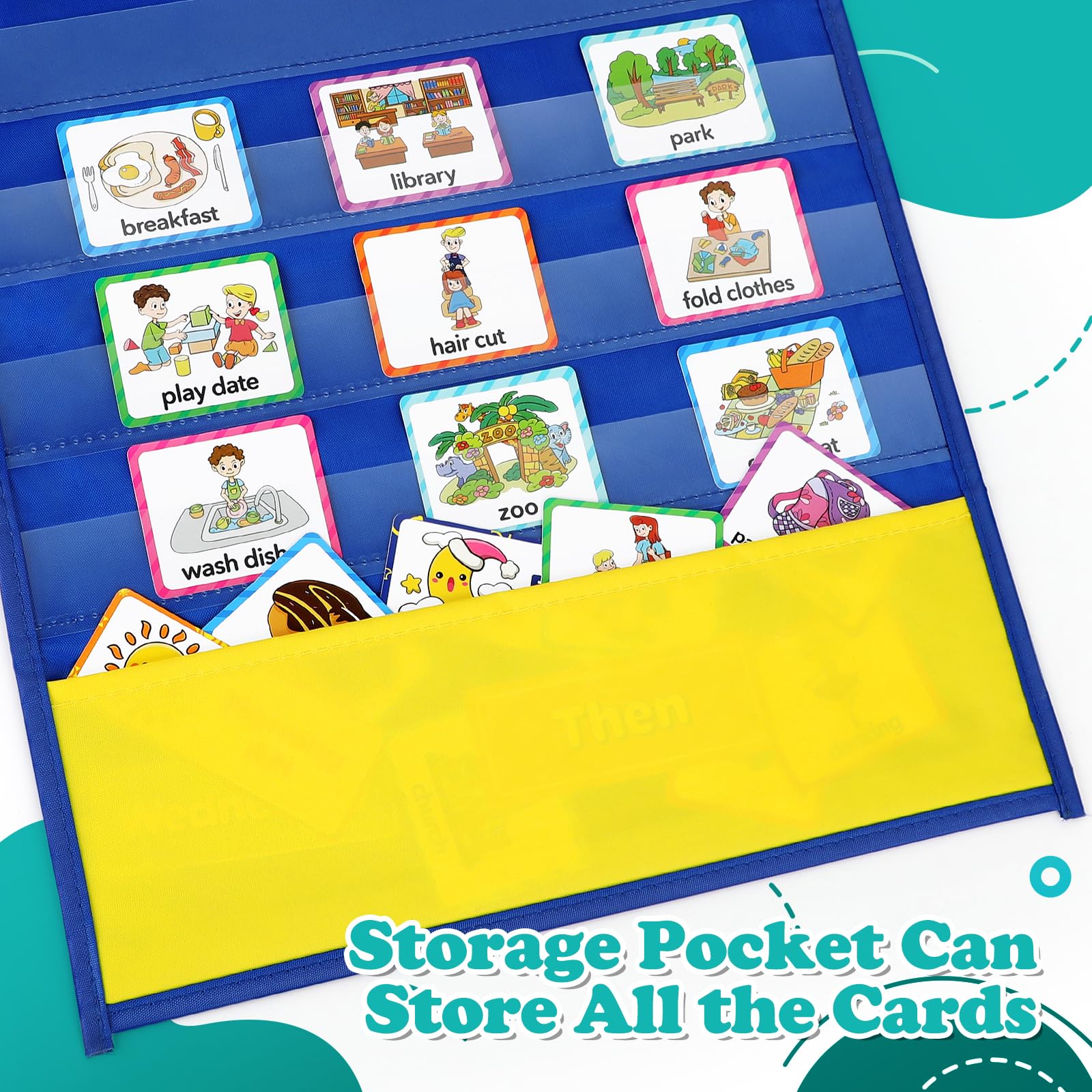 Mua Torlam Visual Schedule for Kid Chore Chart Pocket Charts, Toddler Morning Bedtime Routine ...