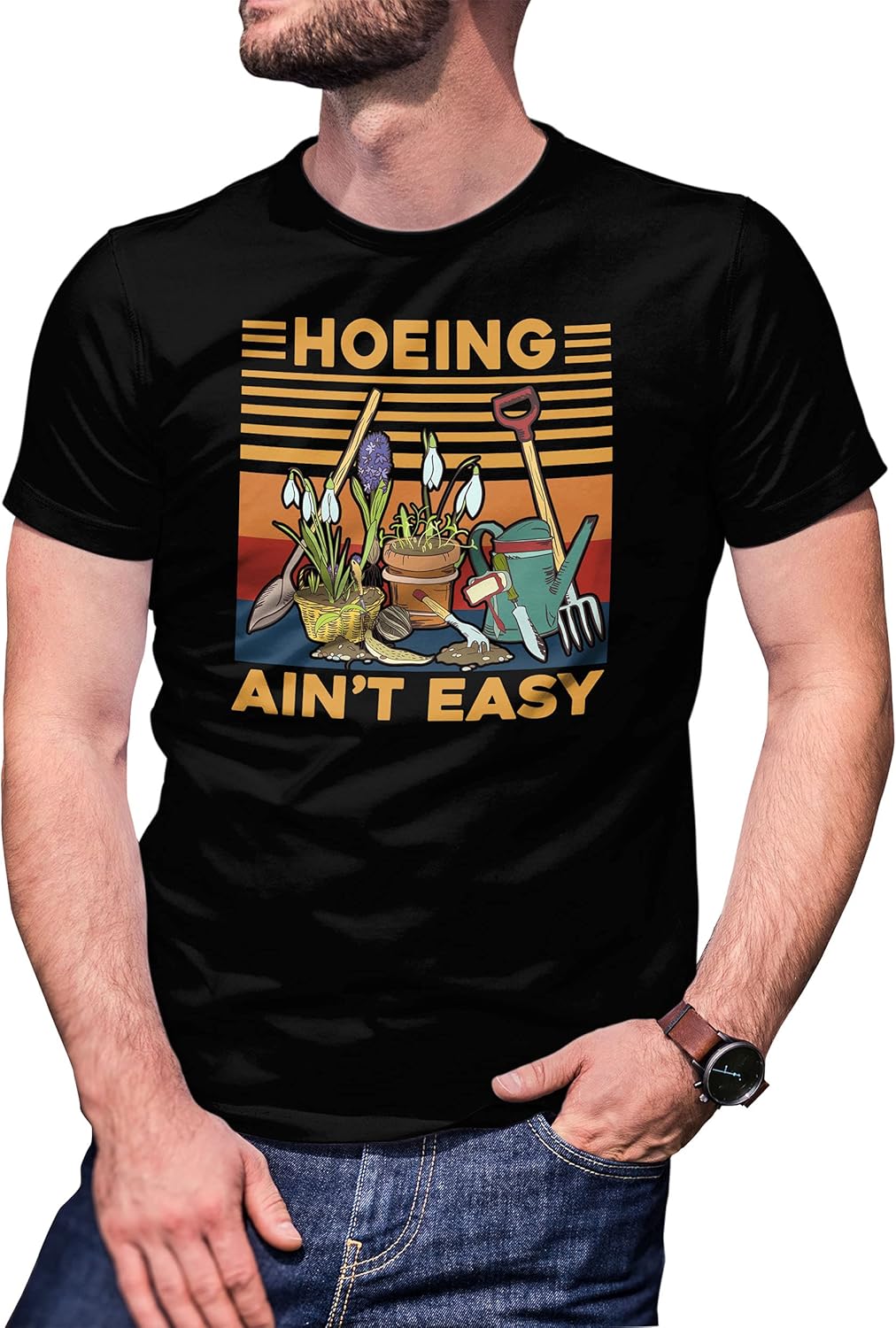 Hoeing Ain't Easy Men's T-Shirt : Amazon.co.uk: Clothing