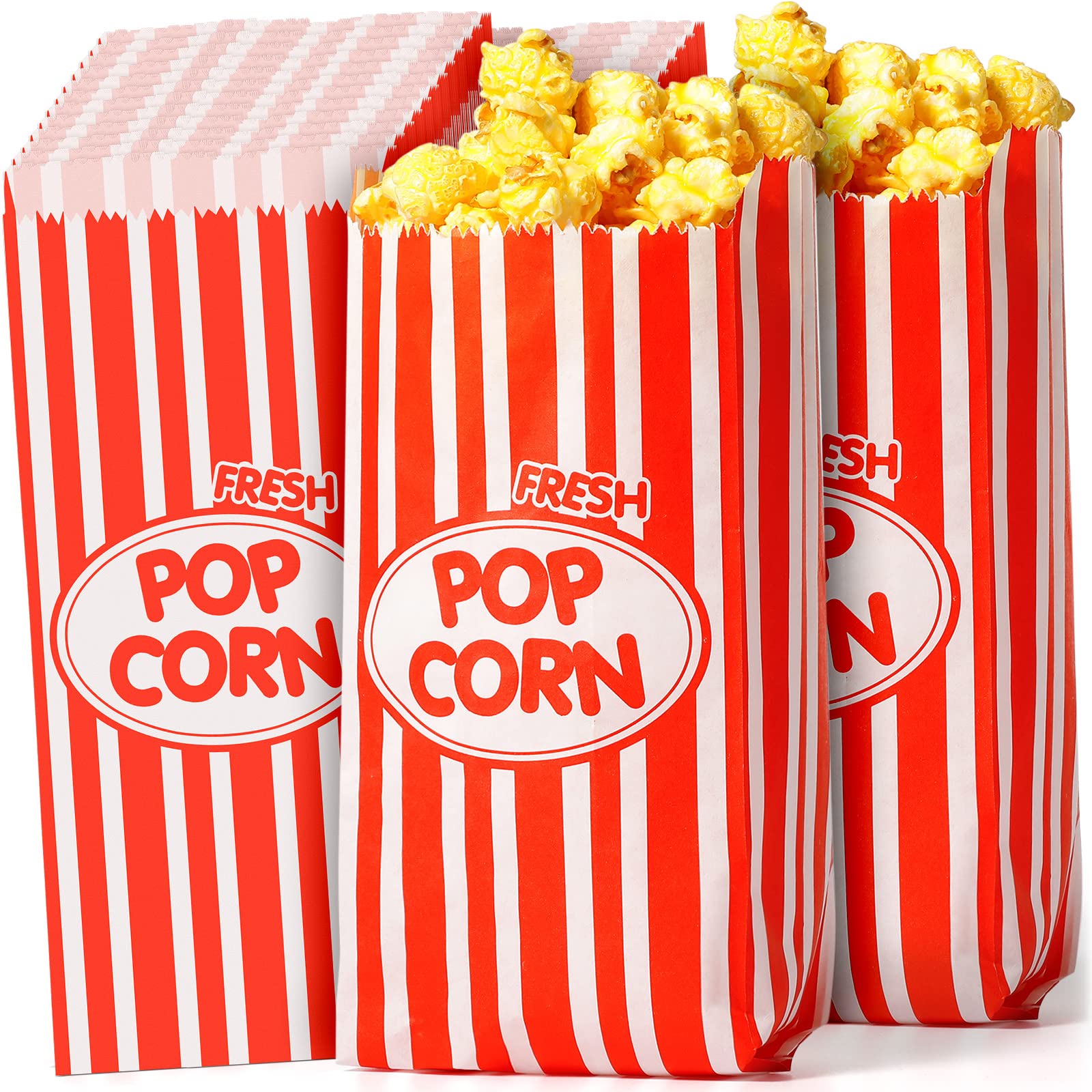 500 Pcs Paper Popcorn Holders, 1 oz Red and White Striped Popcorn Bags ...