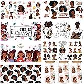 Amazon.com: AFRITEE Transfer Cup Wrap Stickers - 20 Sheets Black Girls UV DTF Cup Wraps for 16 ...